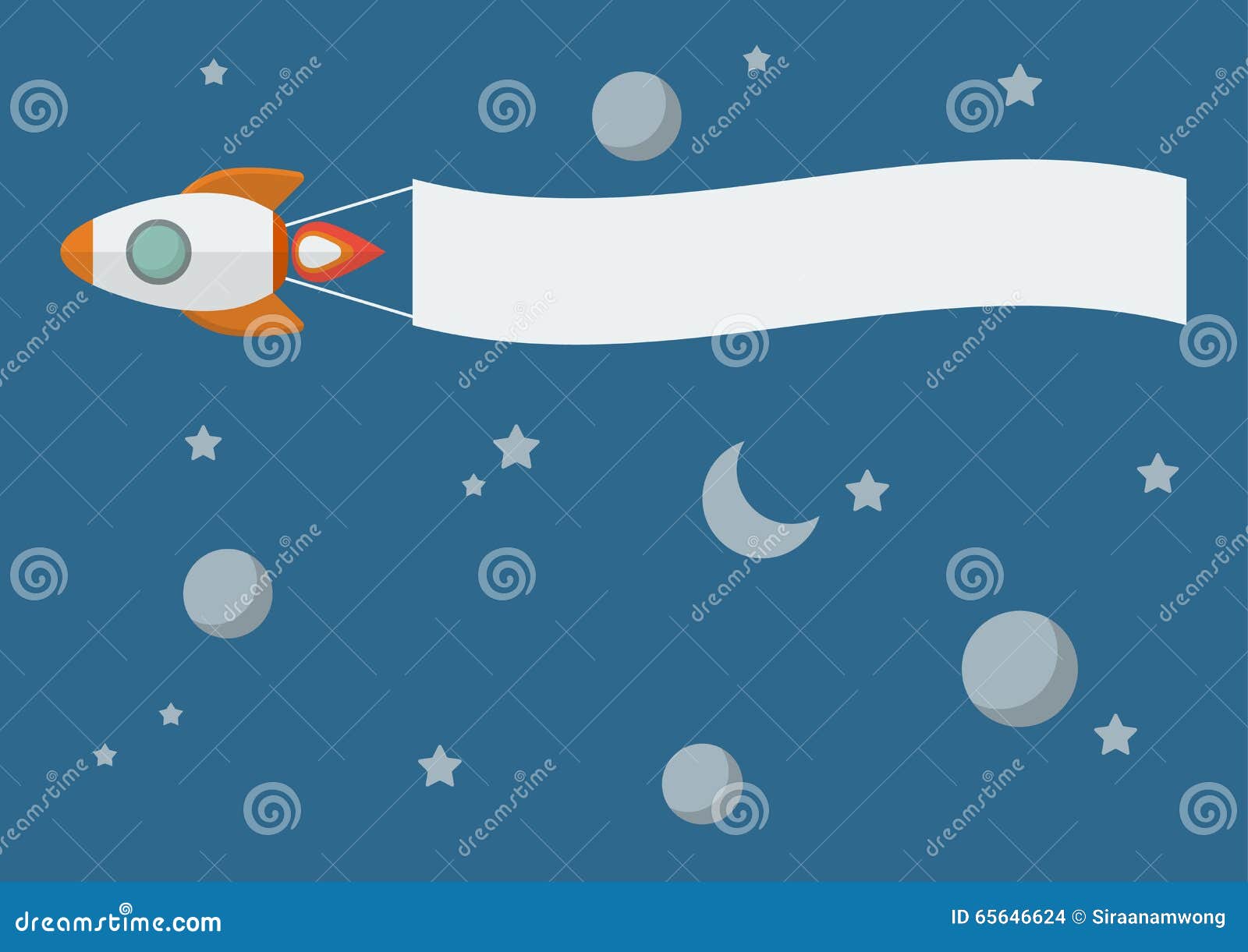 Rocket with banner stock vector. Illustration of festive - 65646624