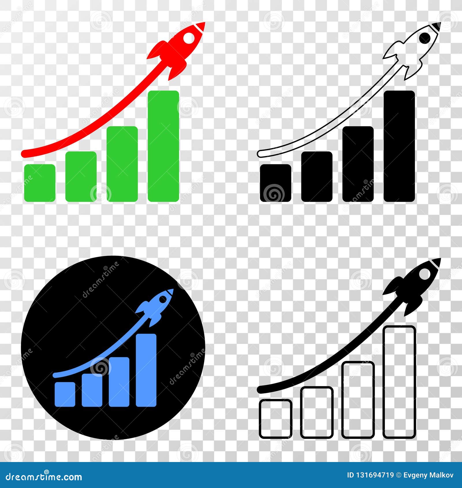 Rocket Bar Chart Vector EPS Icon with Contour Version Stock Vector ...