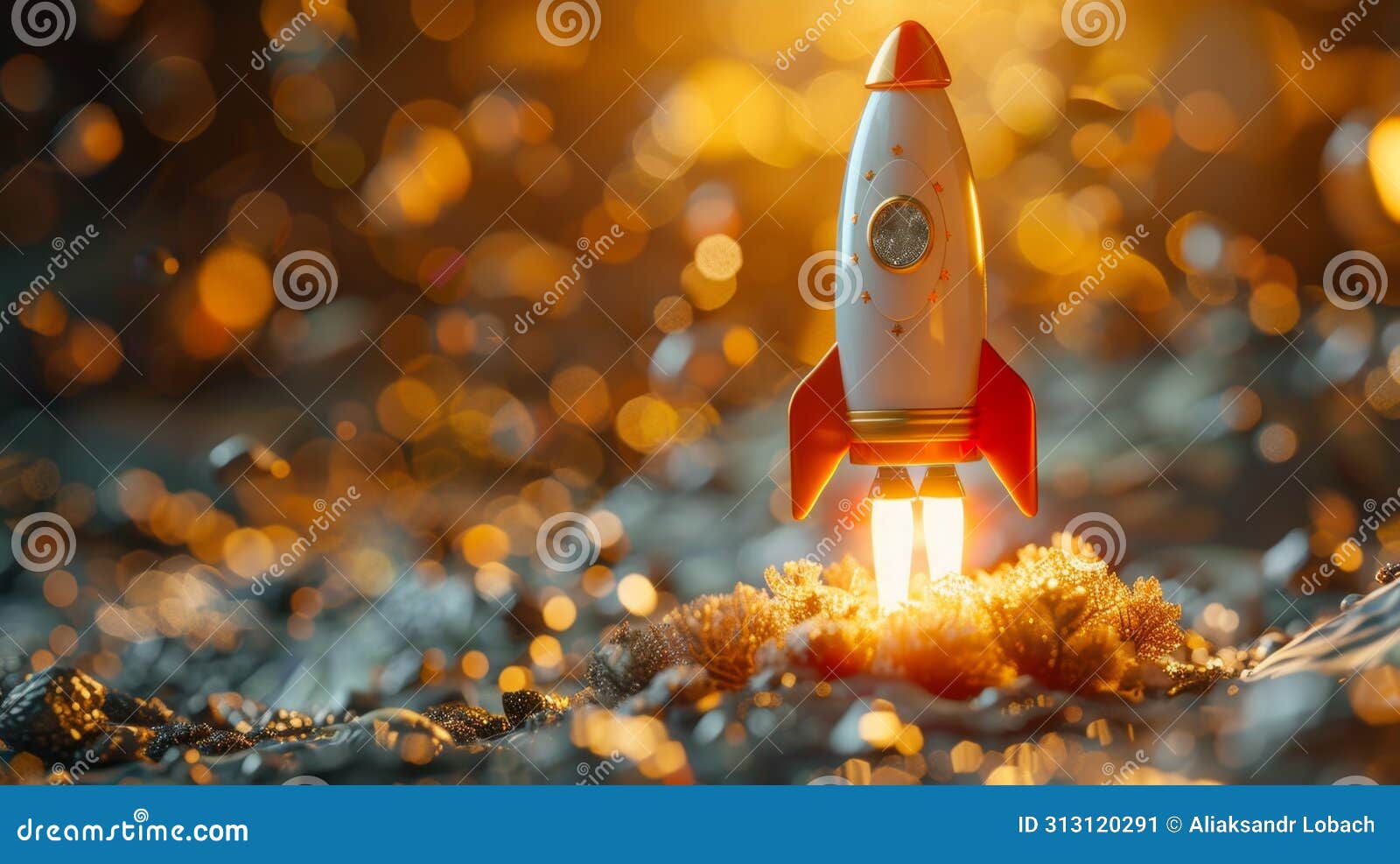 The Rocket Begins To Take Off . the Concept of Financial Growth with a ...