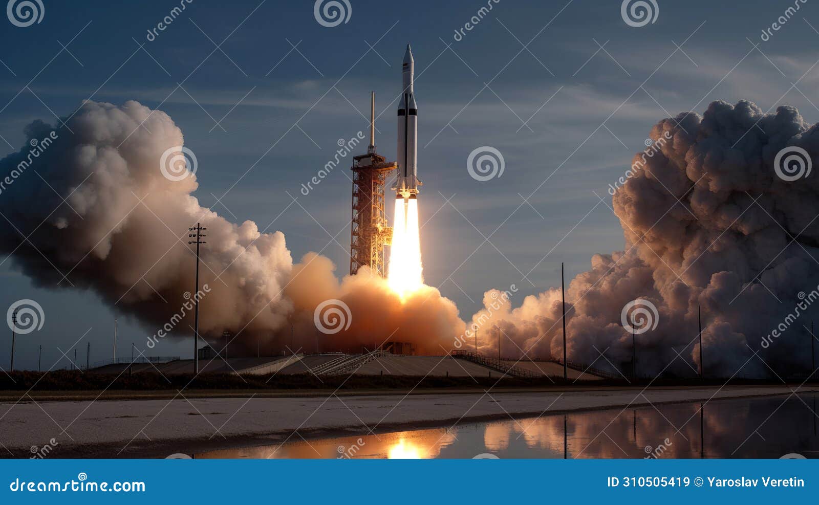 A Rocket is Being Launched into the Sky with a Powerful Thrust Stock ...