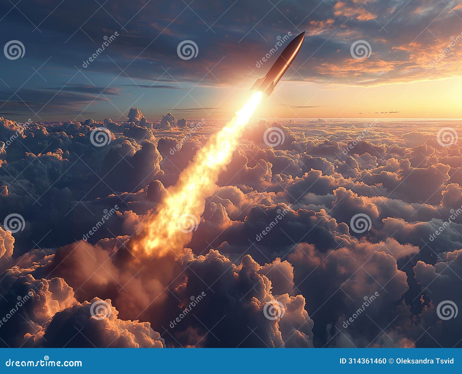 Rocket is Being Launched into Space, Supersonic Missiles Fired from the ...