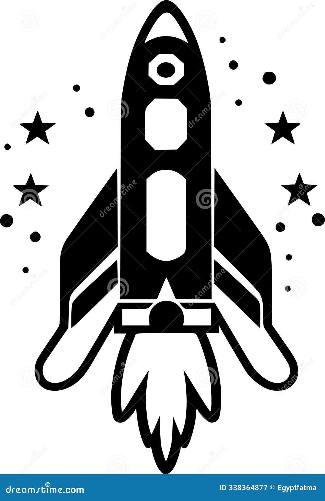 Rocket - Black and White Vector Illustration Stock Illustration ...