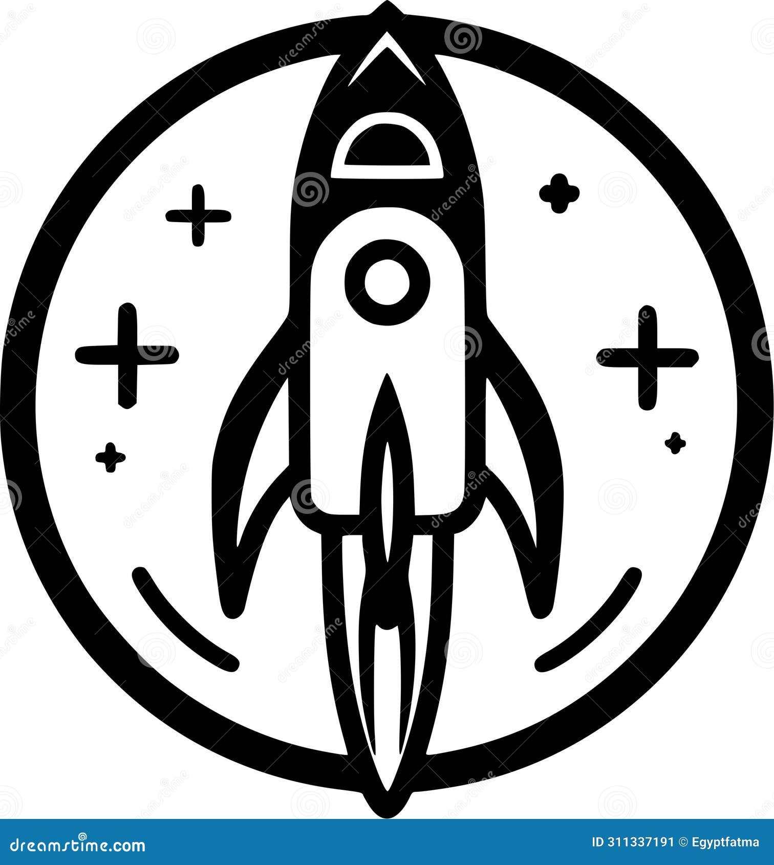 Rocket - Black and White Vector Illustration Stock Vector ...