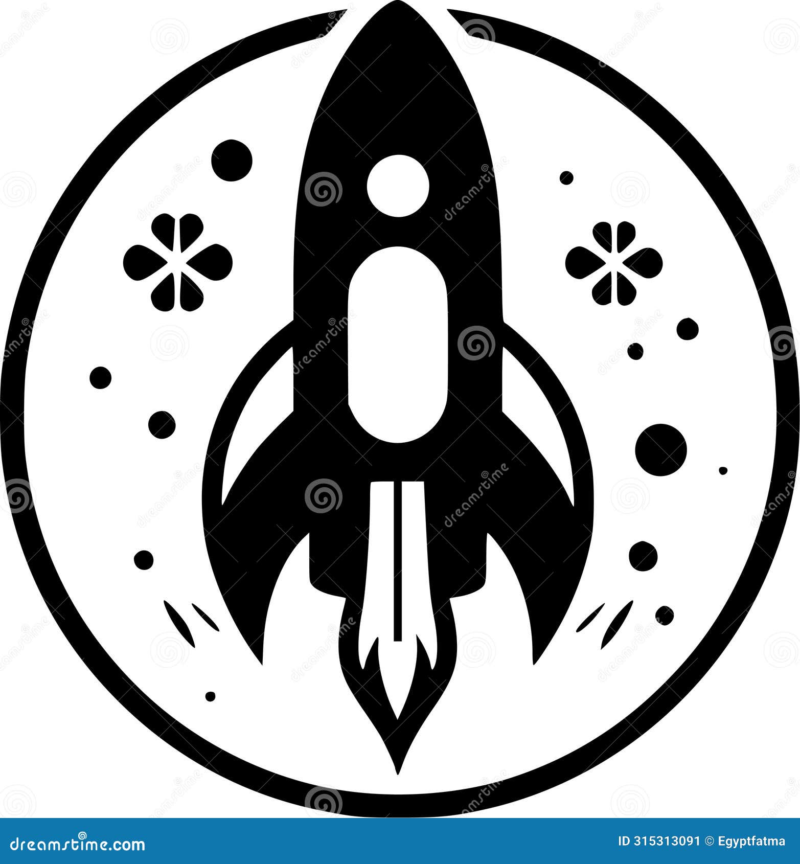 Rocket - Black and White Vector Illustration Stock Vector ...