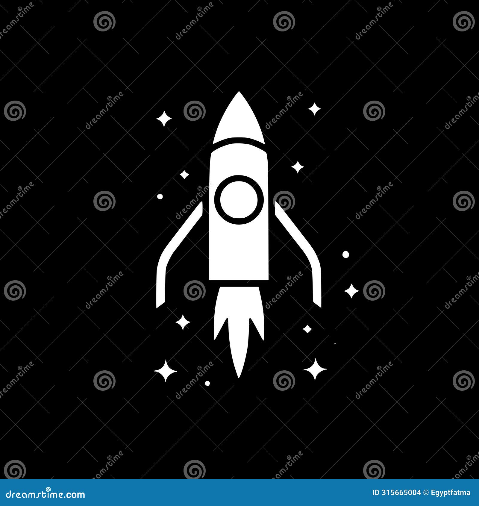 Rocket - Black and White Vector Illustration Stock Vector ...