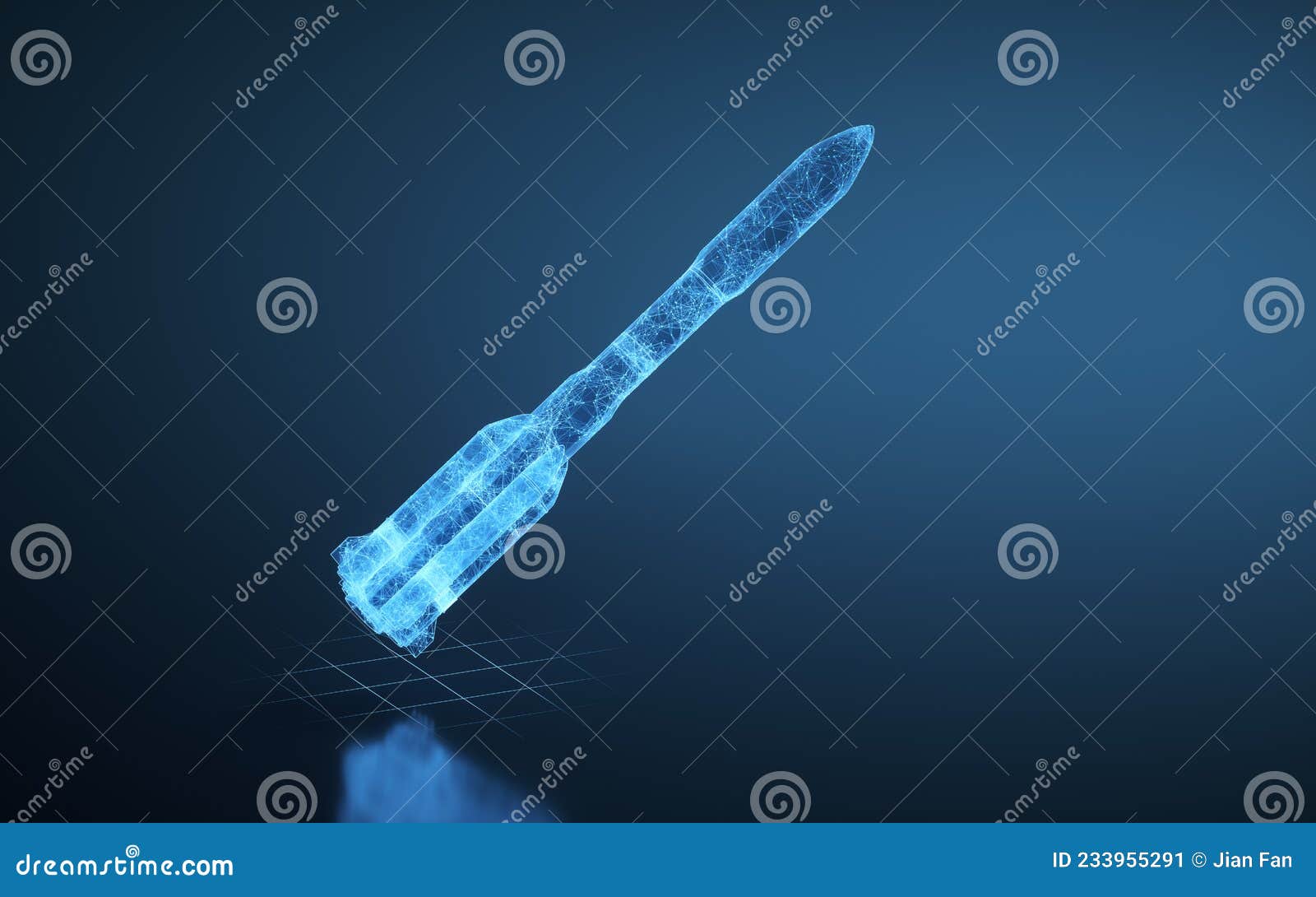 Rocket with Blue Background, 3d Rendering Stock Illustration ...