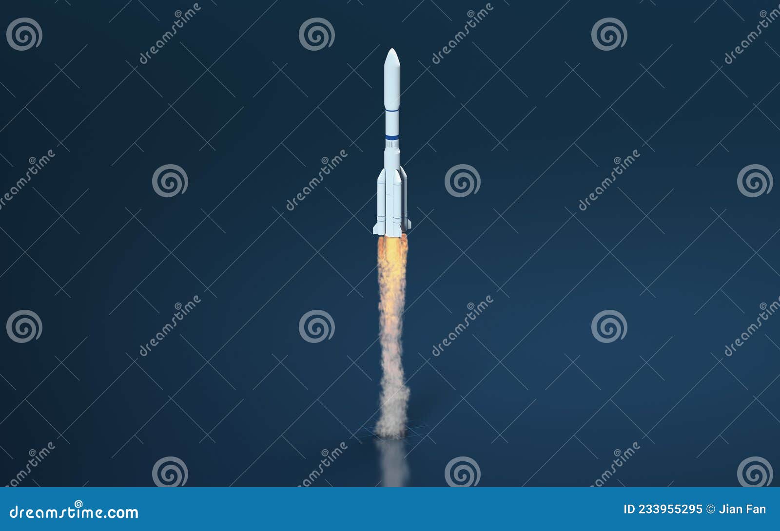 Rocket with Blue Background, 3d Rendering Stock Illustration ...