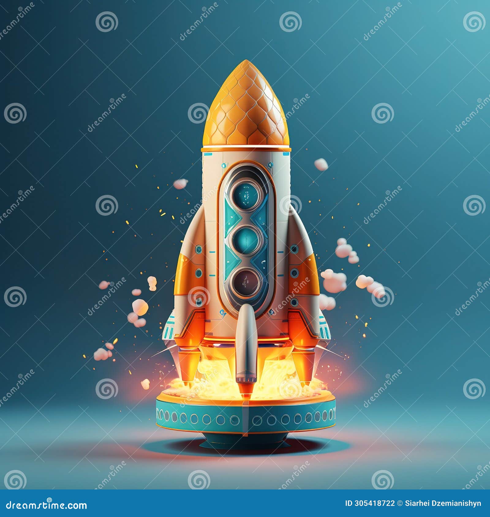 Rocket on a Blue Background, Background Picture Stock Illustration ...