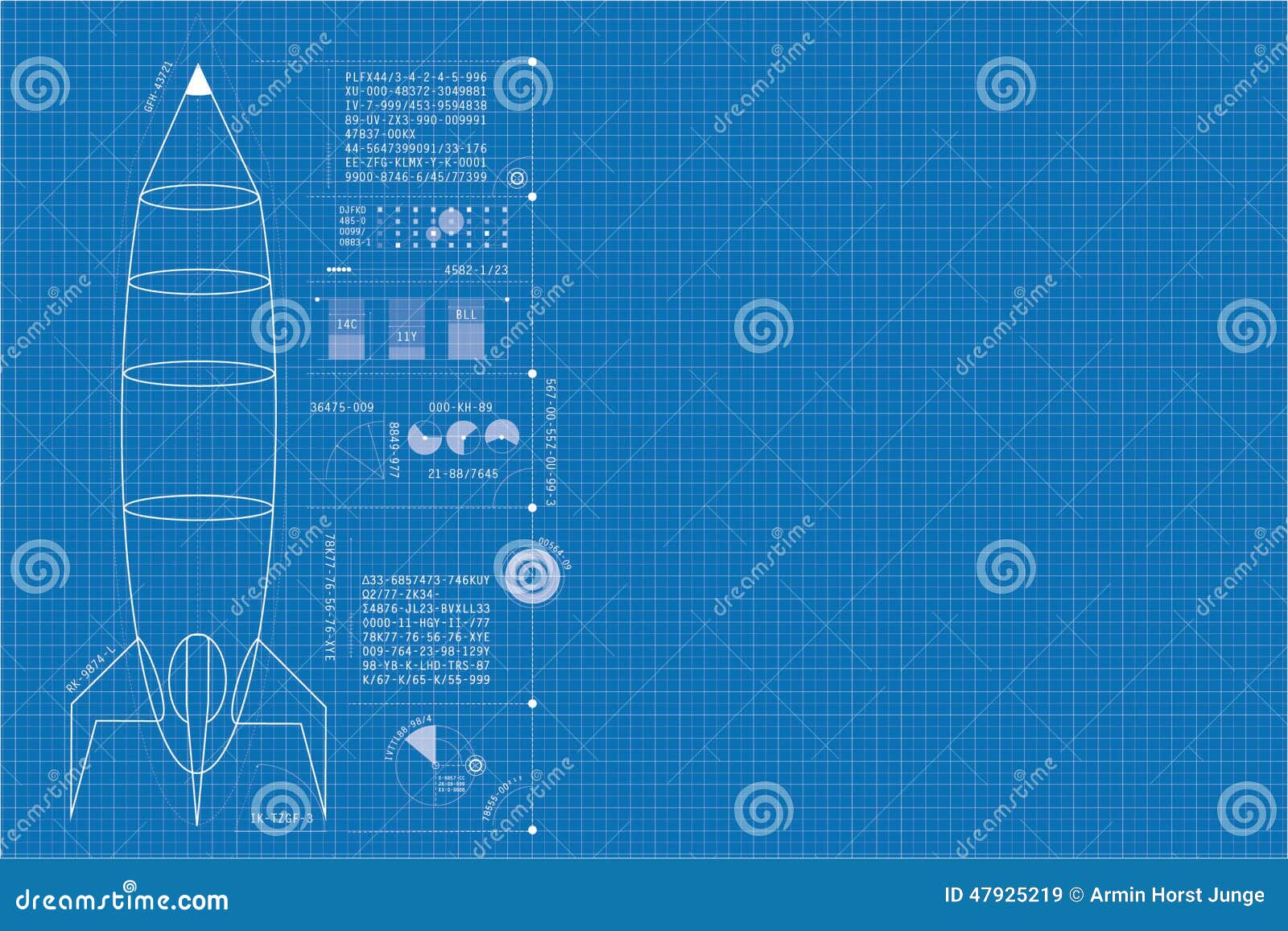 Rocket Blueprint (vertical) Ilustración del Vector - Ilustración de ...