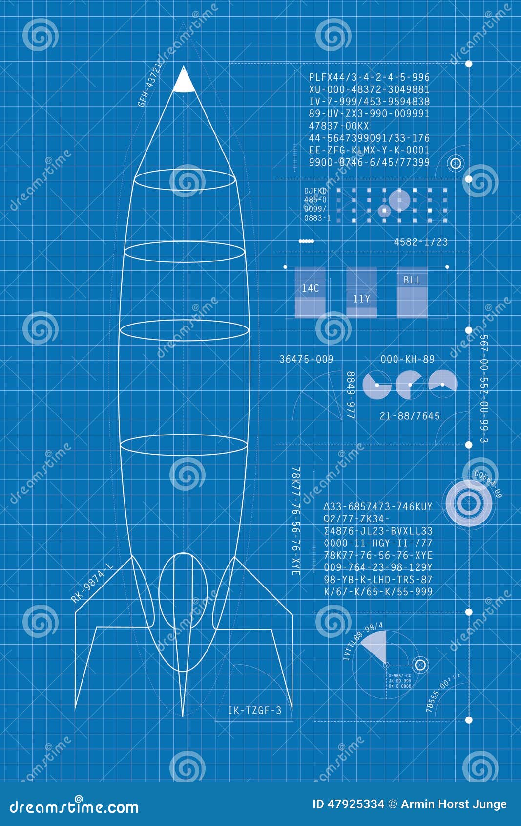 Rocket Blueprint (vertical) Stock de ilustración - Ilustración de ...