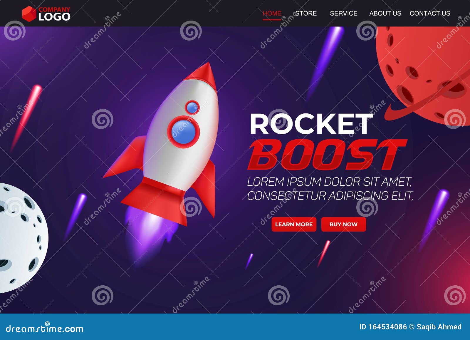 Rocket Boost Website Landing Page Vector Template Design Stock Vector ...
