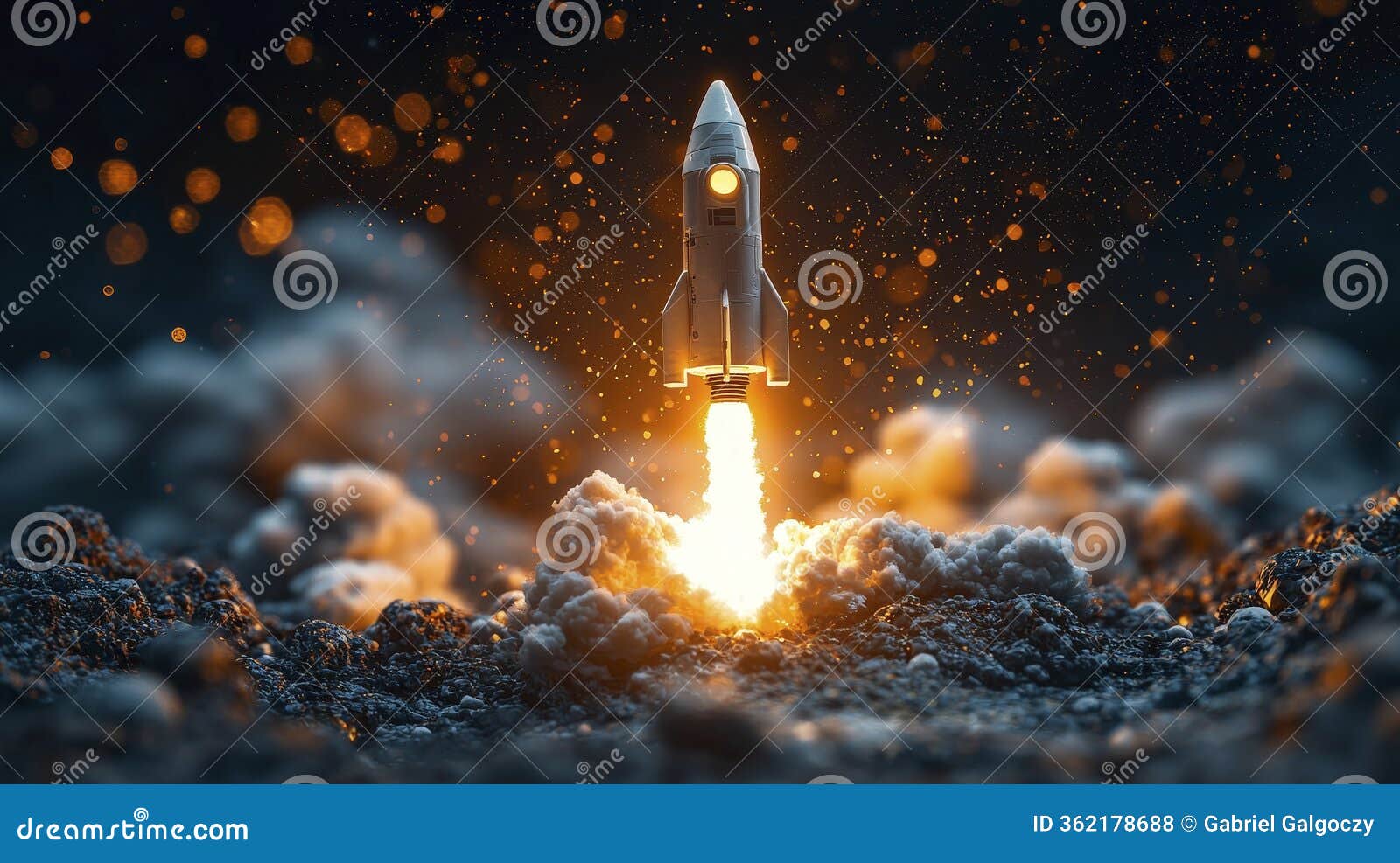 Rocket Breaking through Clouds with Explosive Power Stock Illustration - Illustration of power ...