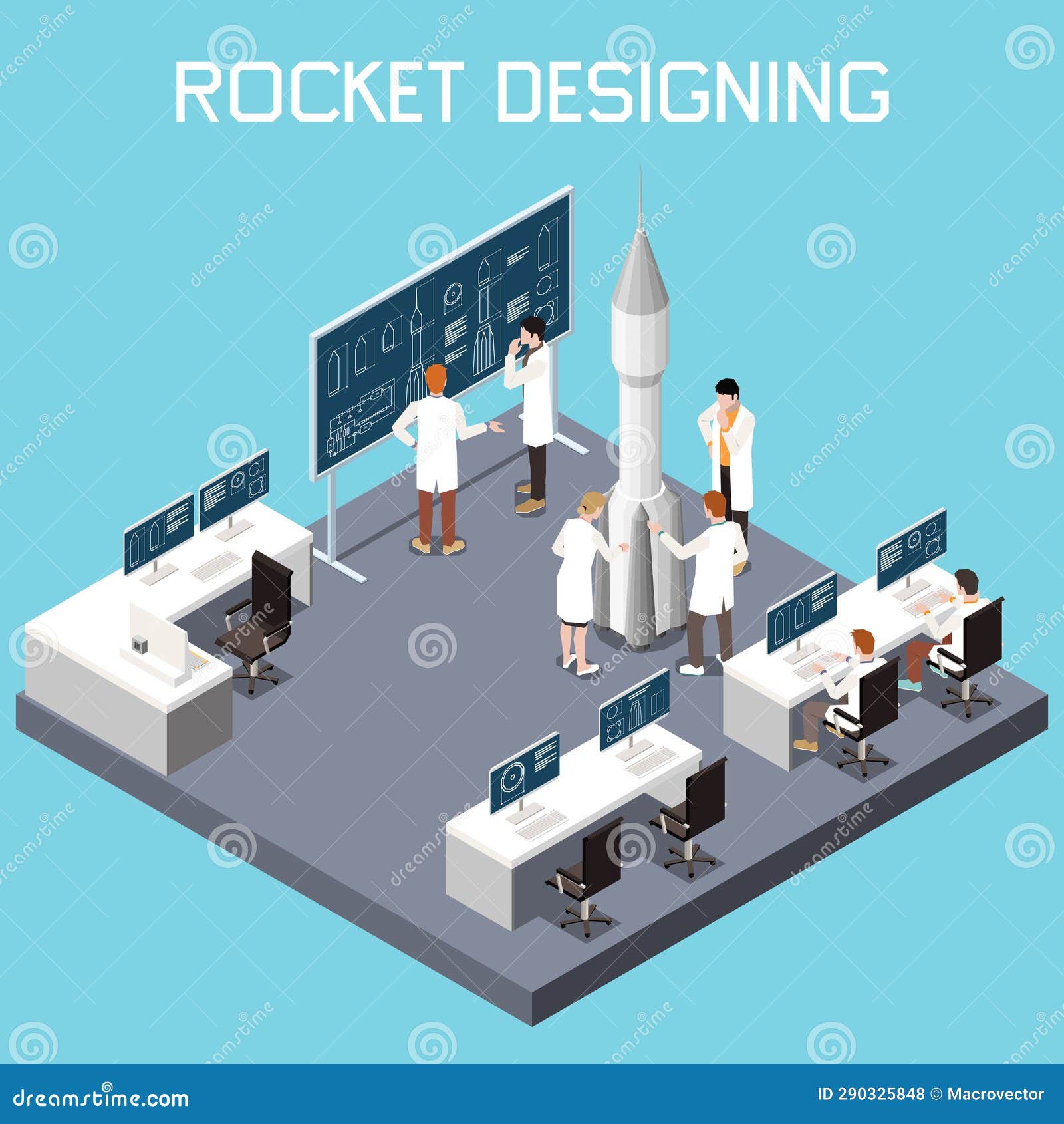 Rocket Building Isometric Concept Stock Illustration - Illustration of ...