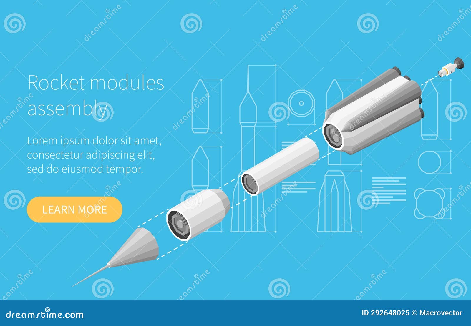 Rocket Building Isometric Concept Stock Vector - Illustration of ...