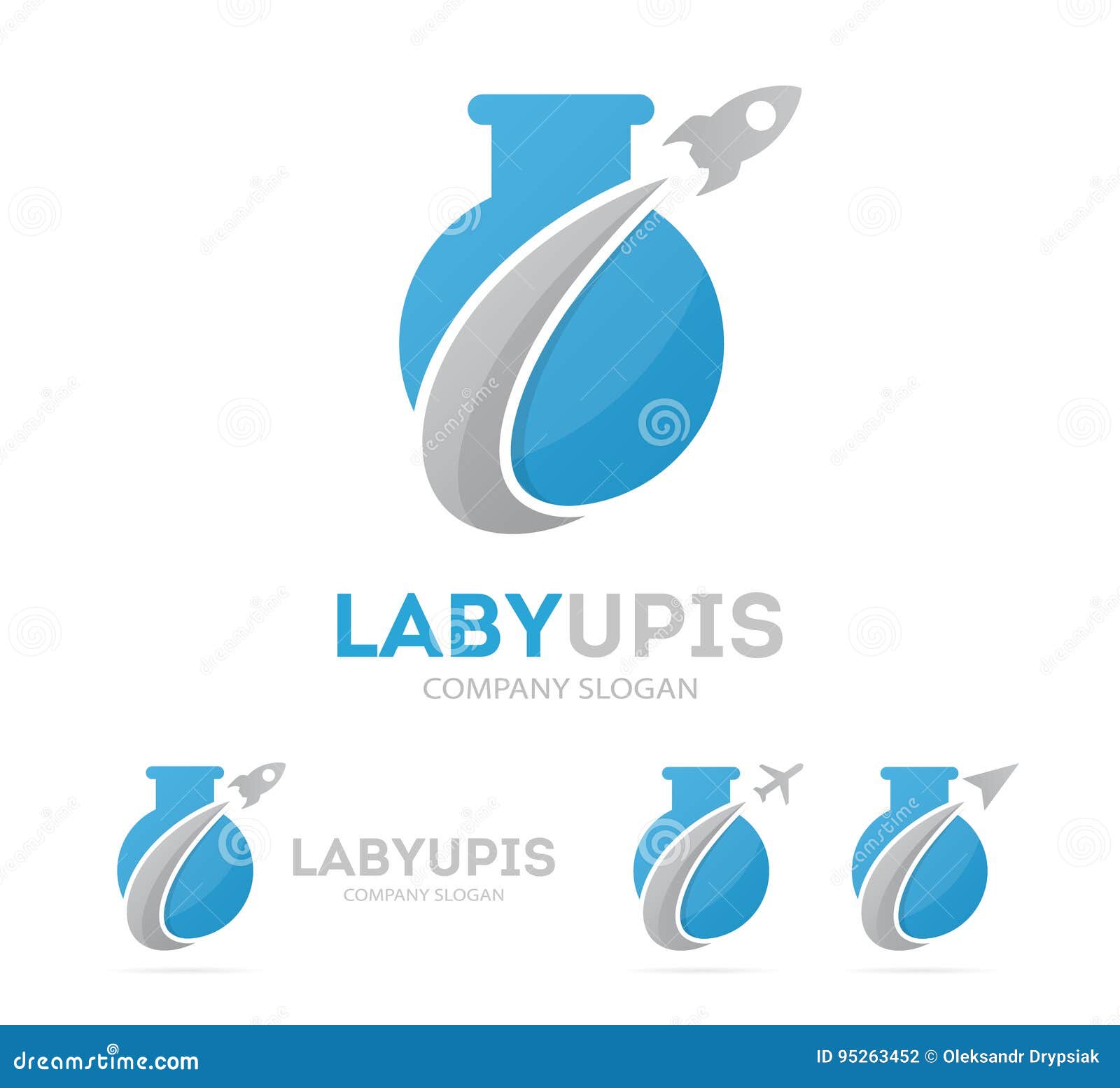 Rocket and Bulb Logo Combination. Airplane and Lab Bottle Symbol or ...