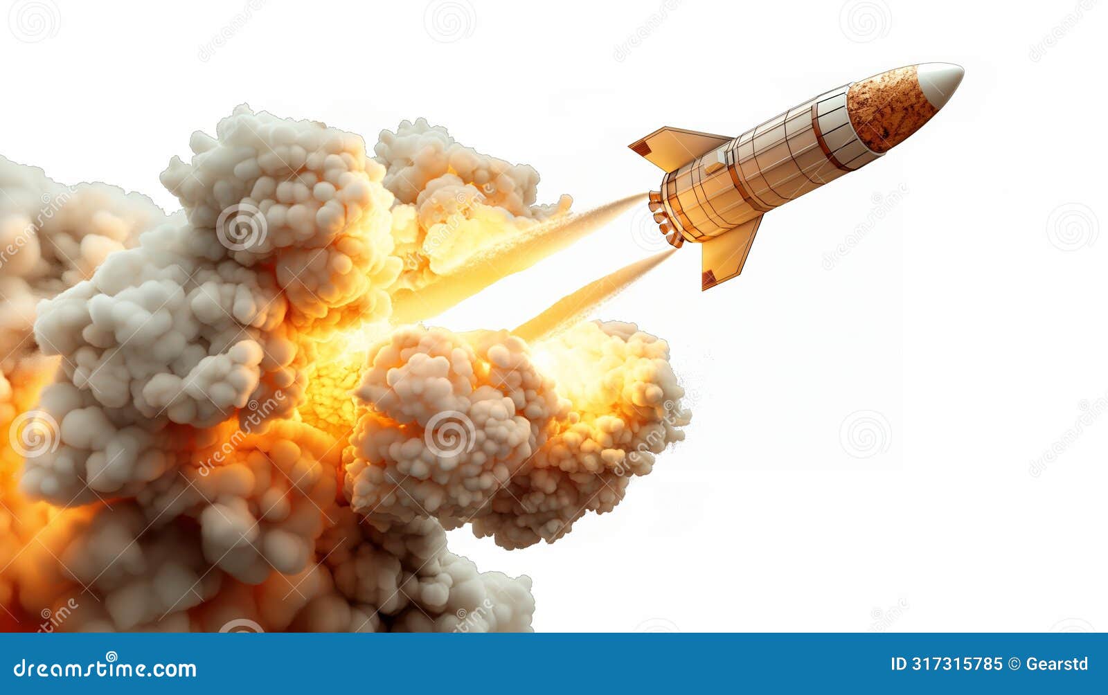 Rocket Bursting through Explosive Clouds Stock Illustration ...