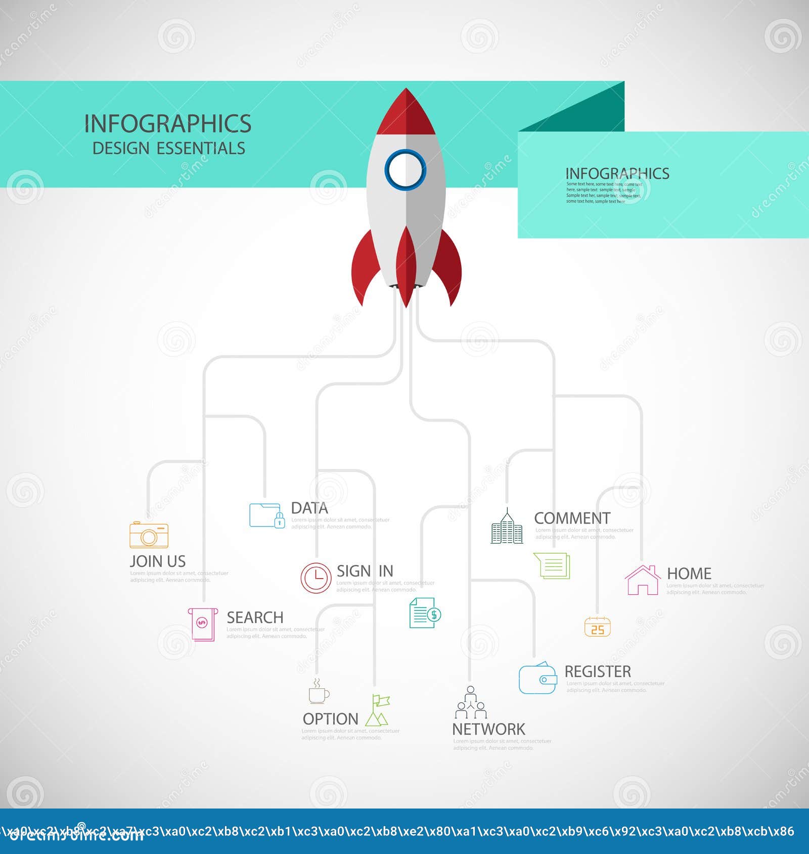 Rocket Business Infographic Concept Flat Style. Stock Vector ...