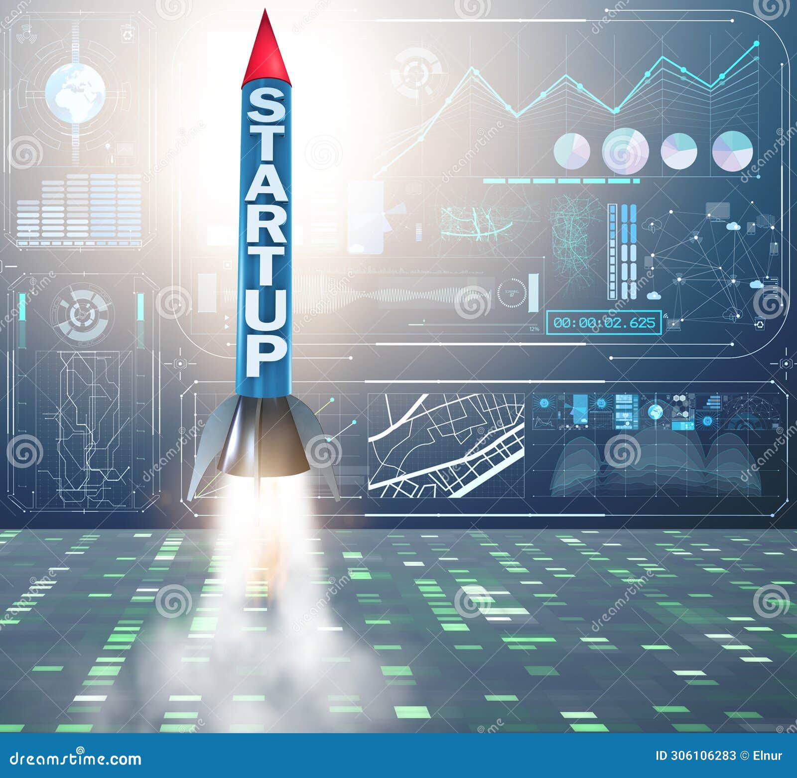 Rocket in Business Start-up Concept - 3d Rendering Stock Illustration ...