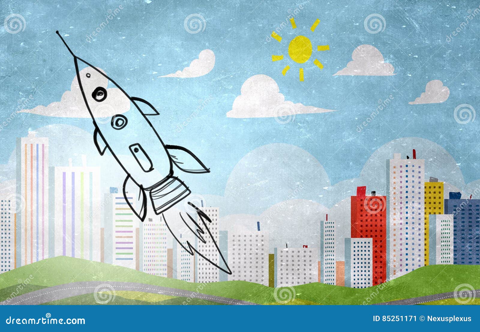 Rocket Cartoon Image . Mixed Media Stock Illustration - Illustration of ...