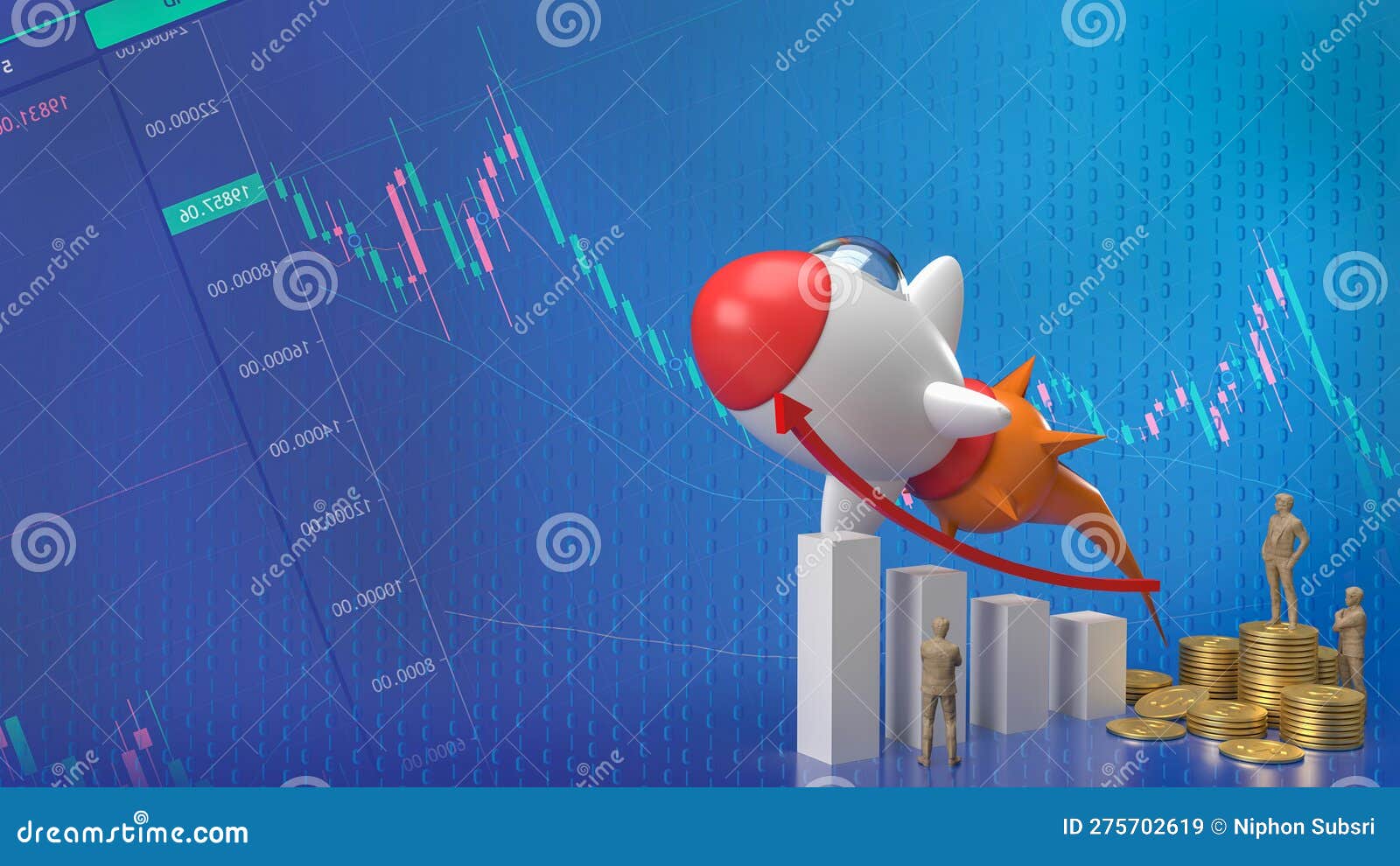 The Rocket and Chart for Business Concept 3d Rendering Stock ...