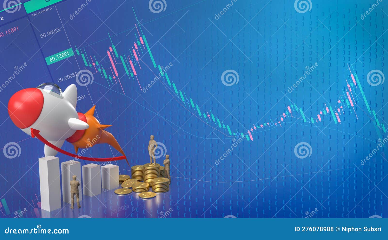 The Rocket and Chart for Business Concept 3d Rendering Stock ...