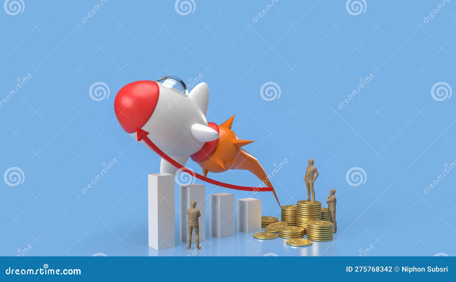 The Rocket and Chart for Business Concept 3d Rendering Stock ...