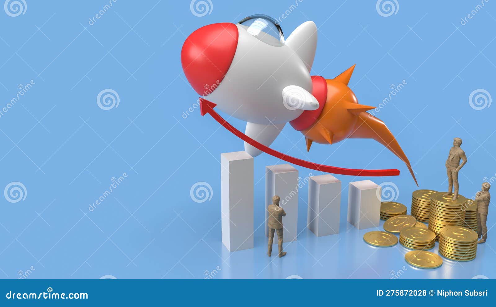 The Rocket and Chart for Business Concept 3d Rendering Stock ...