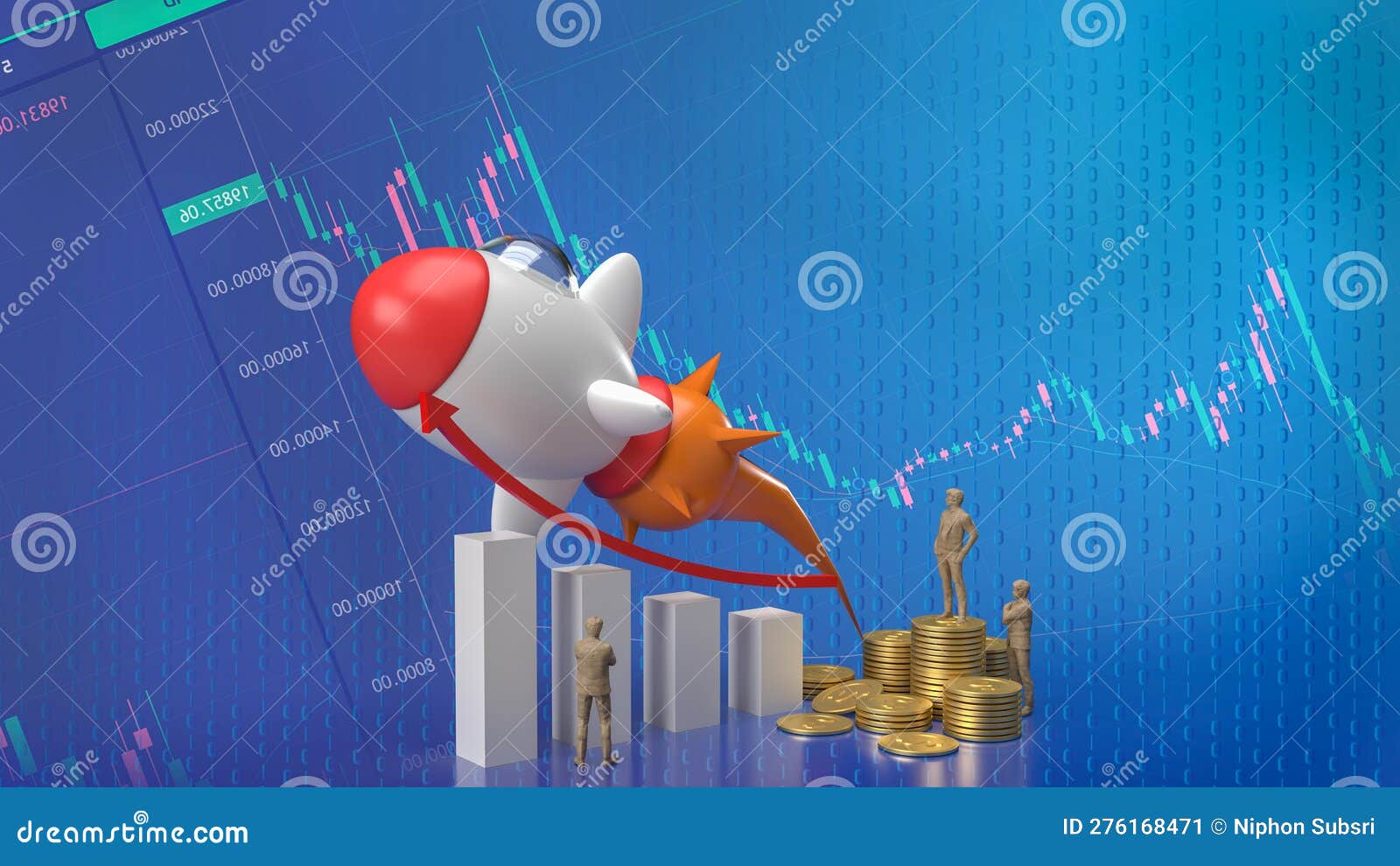 The Rocket and Chart for Business Concept 3d Rendering Stock ...