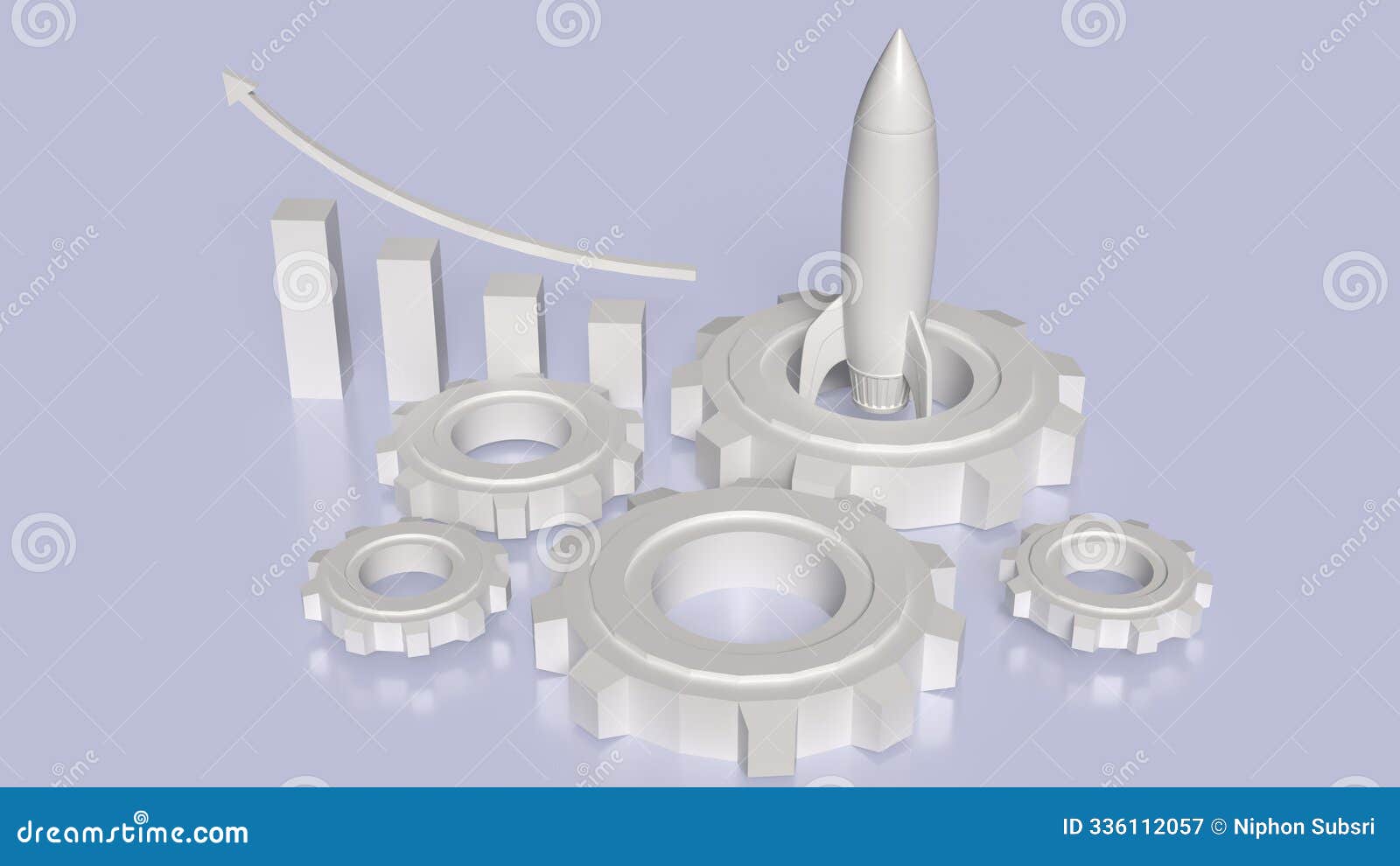 The Rocket Chart and Gear for Business Concept 3d Rendering Stock ...
