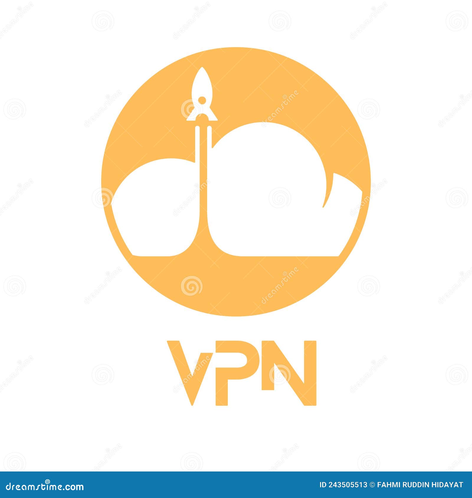 Rocket Circle with VPN and VPN Writing Symbols Icon. VPN Protects ...
