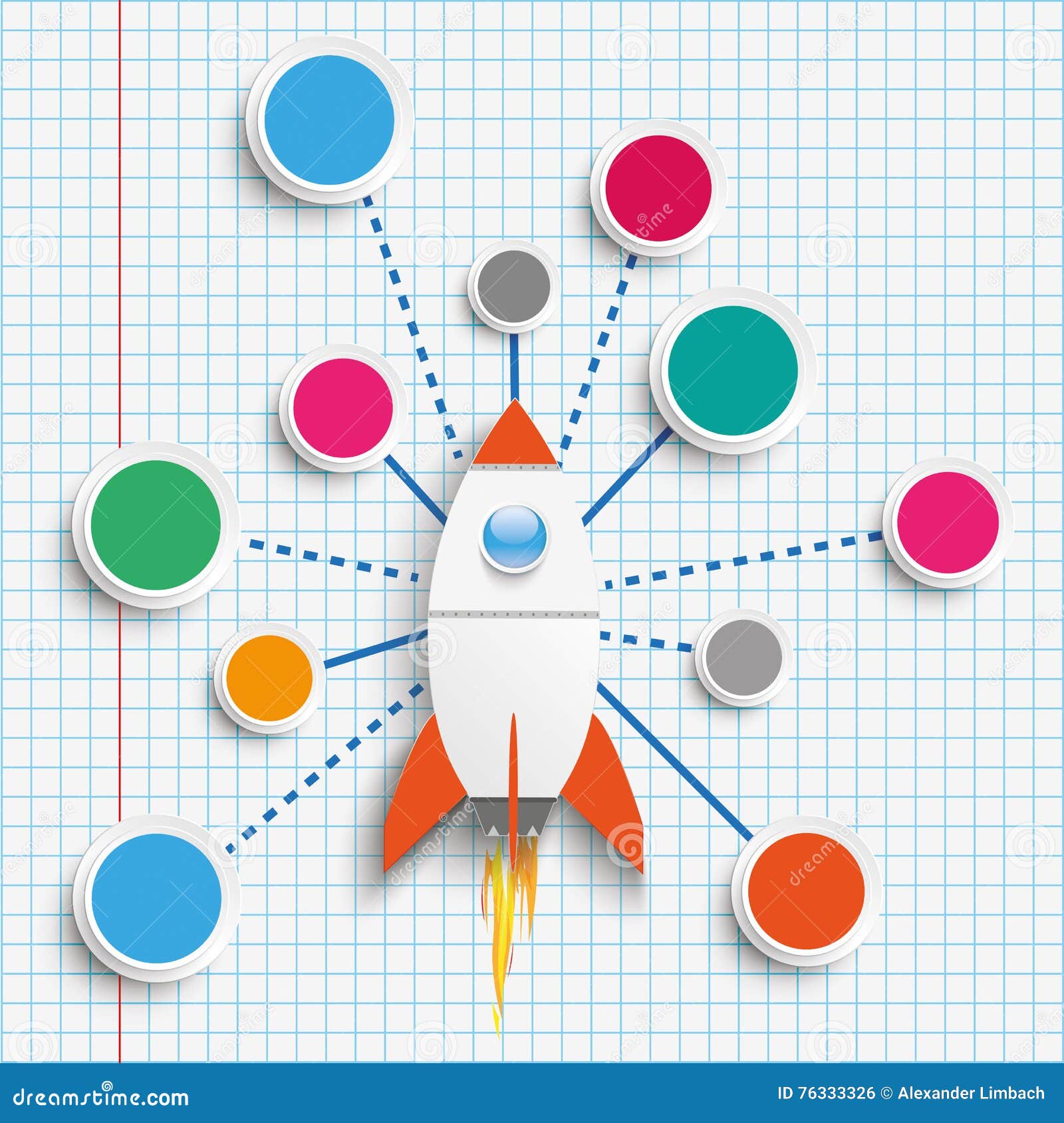 Rocket Circles Network Infographic Checked Paper Stock Vector ...