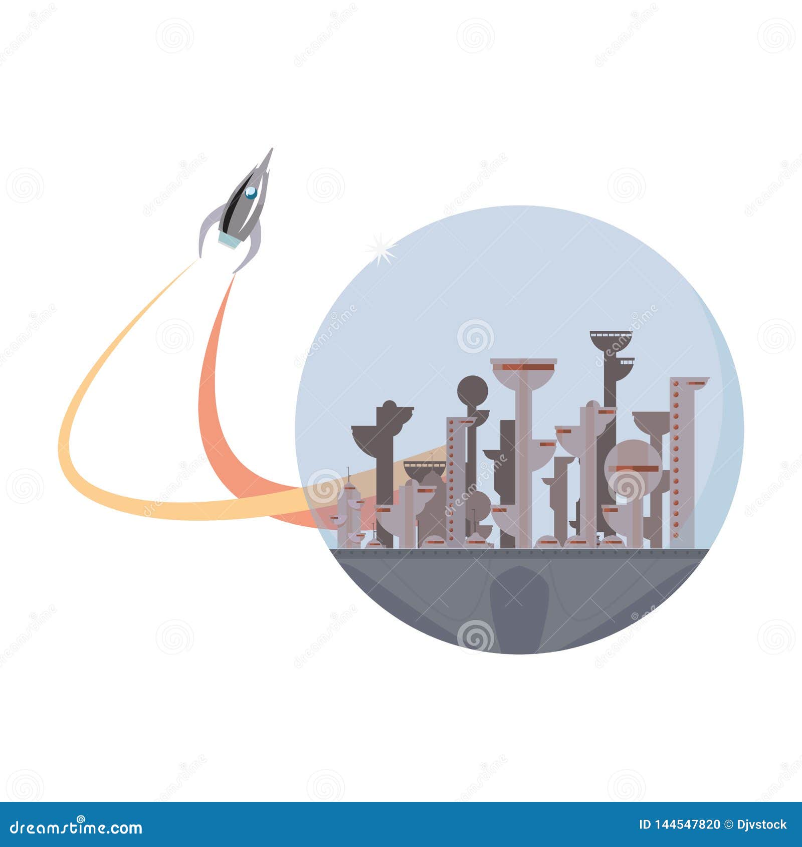 Rocket city future space stock illustration. Illustration of science ...