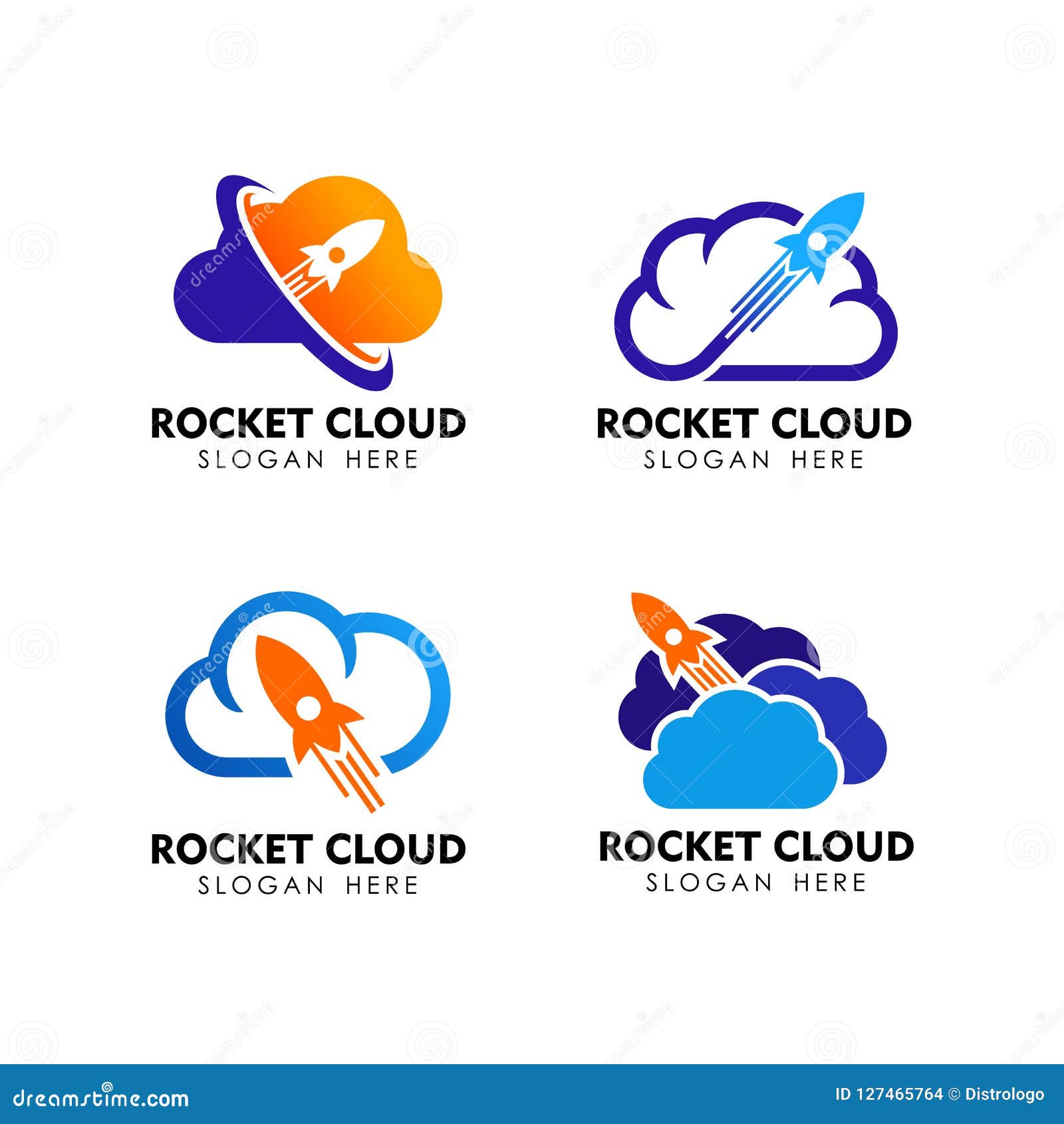 Rocket Cloud Logo Design Template Stock Vector - Illustration of ...