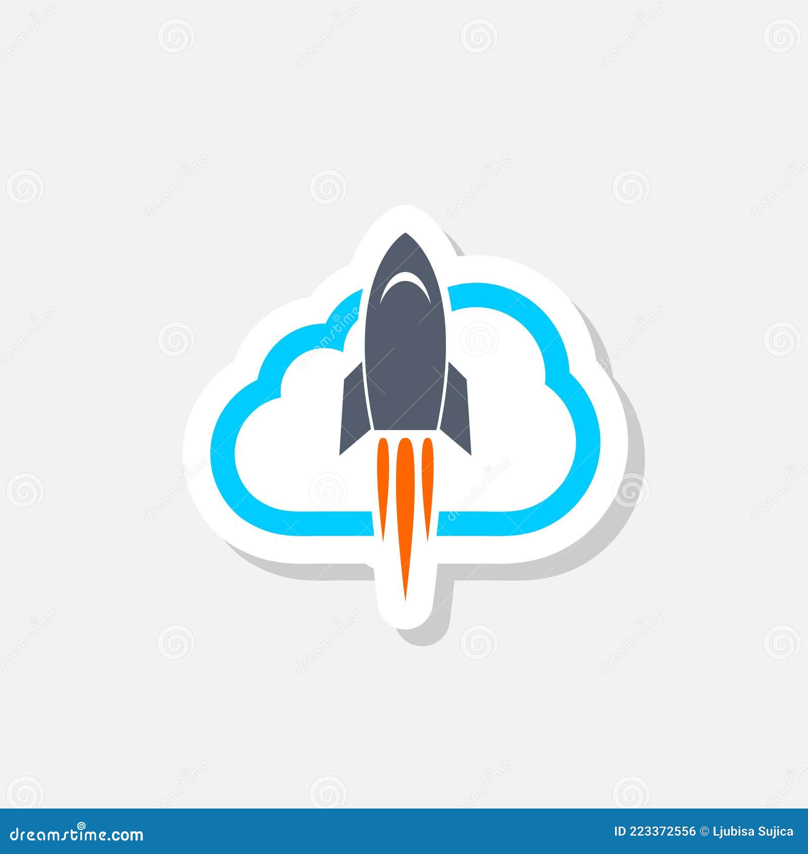 Rocket Cloud Logo Icon Isolated on Gray Background Stock Vector ...