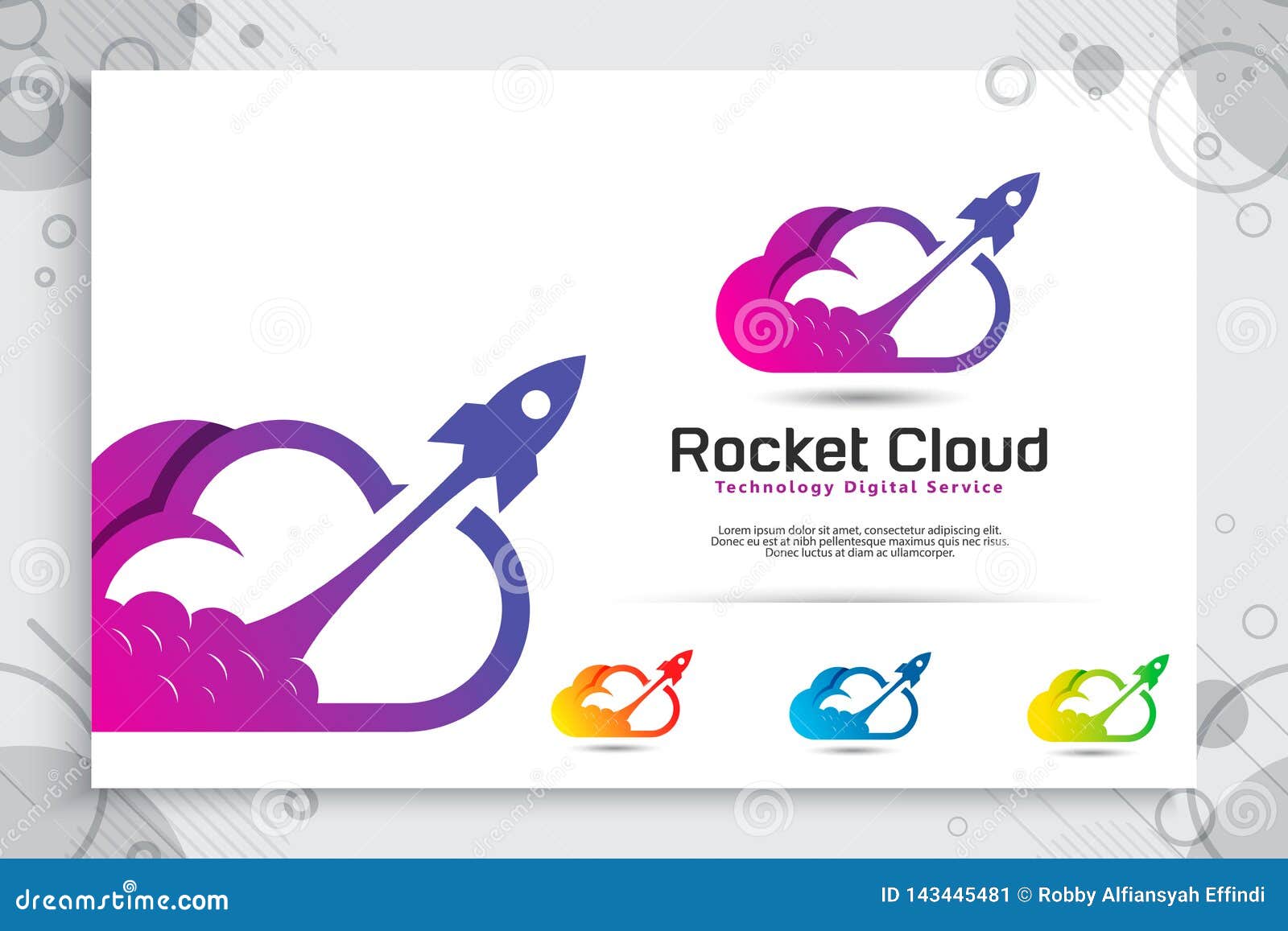 Rocket Cloud Vector Logo with Colorful and Simple Style, Illustration ...