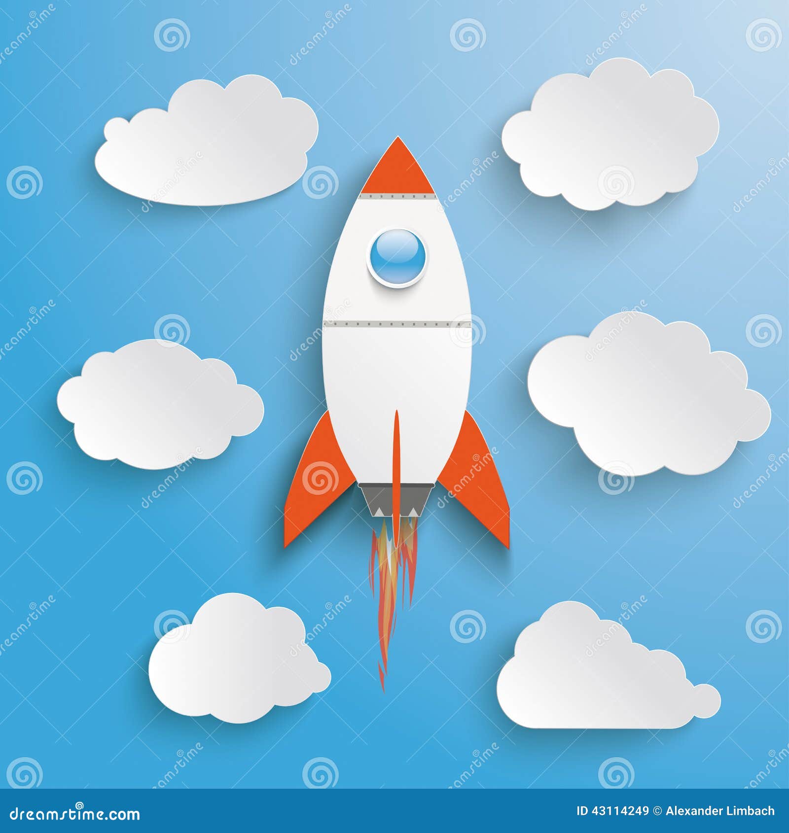 Rocket Clouds Blue Sky ilustración del vector. Ilustración de misil ...