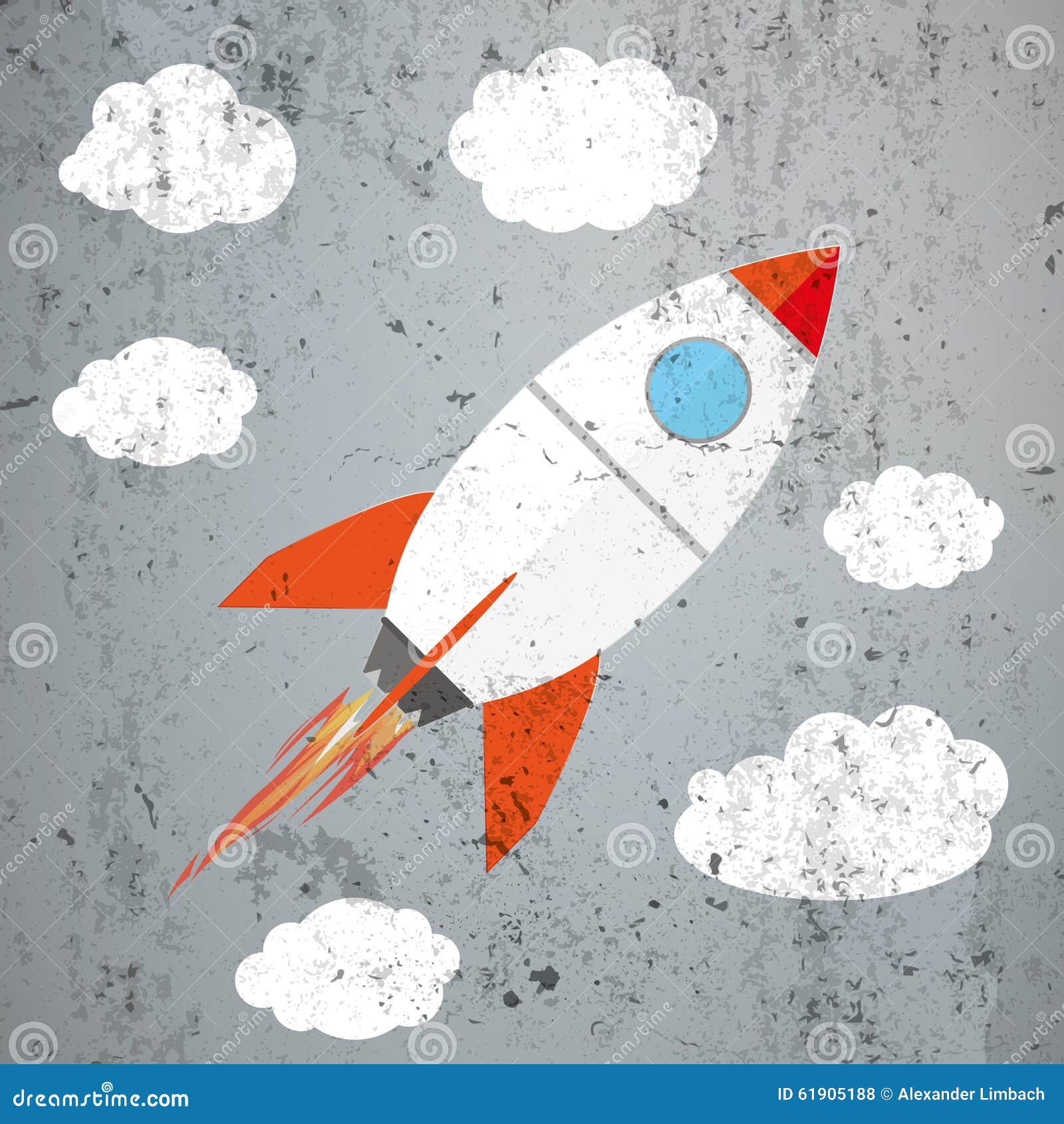 Rocket Clouds Concrete stock vector. Illustration of fast - 61905188