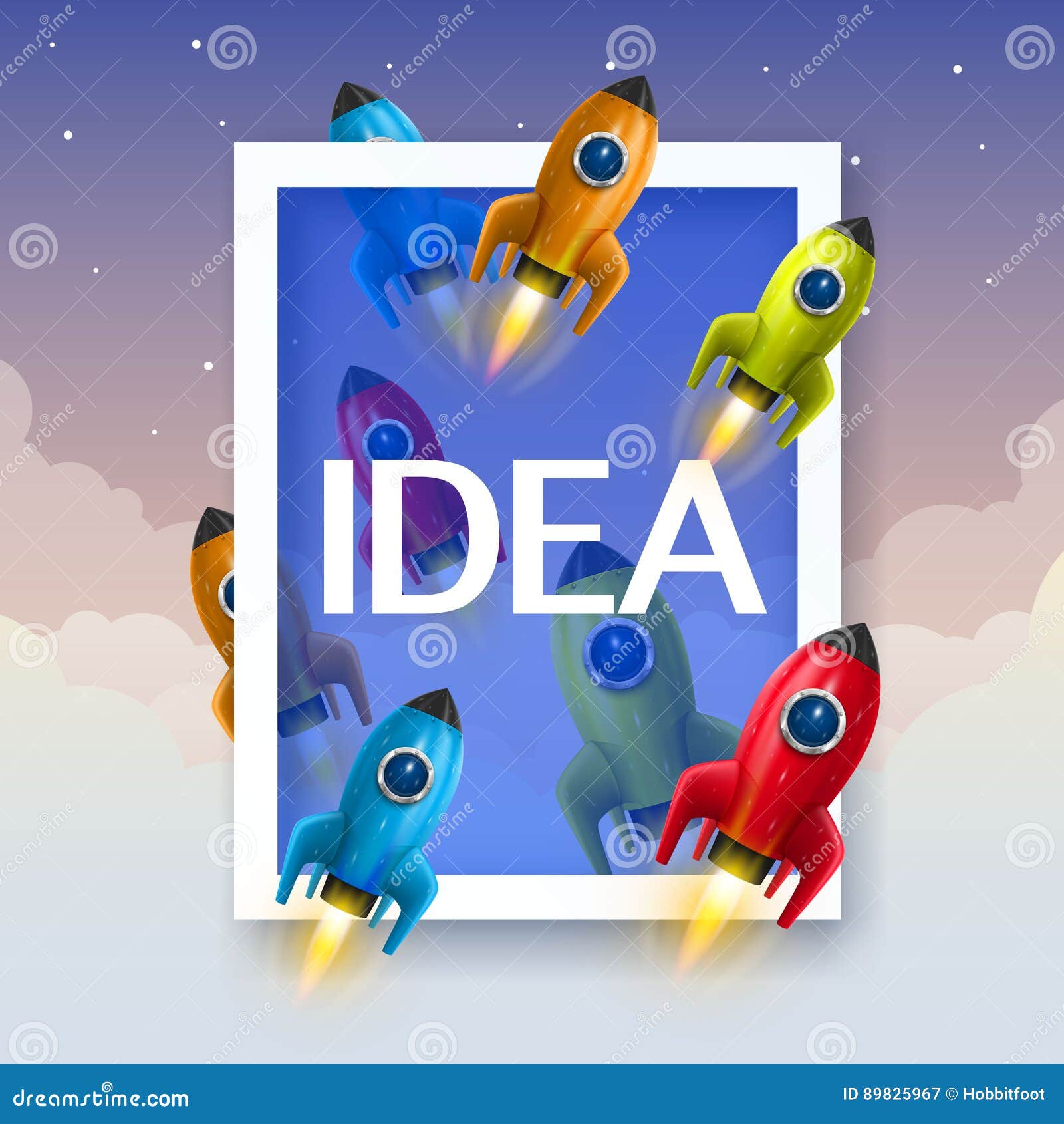 Rocket Collage Frame Cover, Design Element. Vector Illustration Stock ...