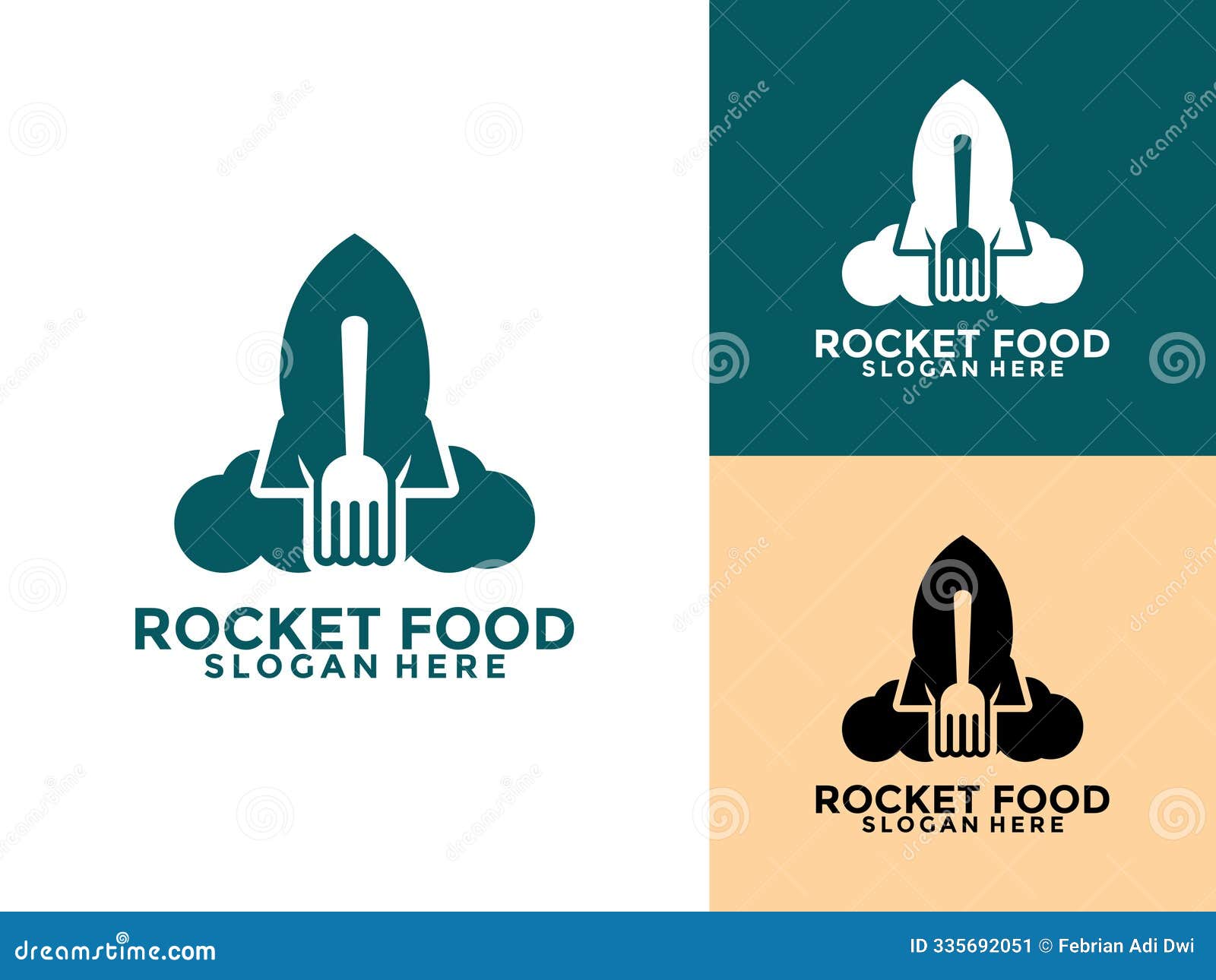 Rocket Combination with Spoon and Fork Logo Concept. Fast Food Delivery ...