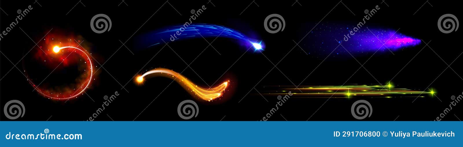 Rocket or Comet Fire Trail and Flame Vector Effect Stock Vector ...