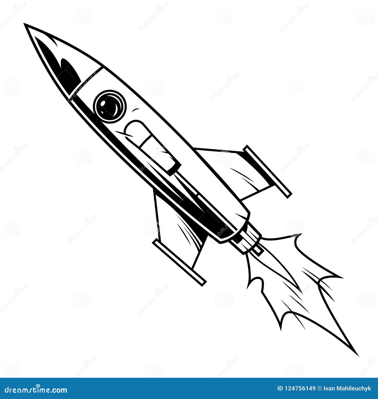 Rocket in comic style stock vector. Illustration of success - 124756149