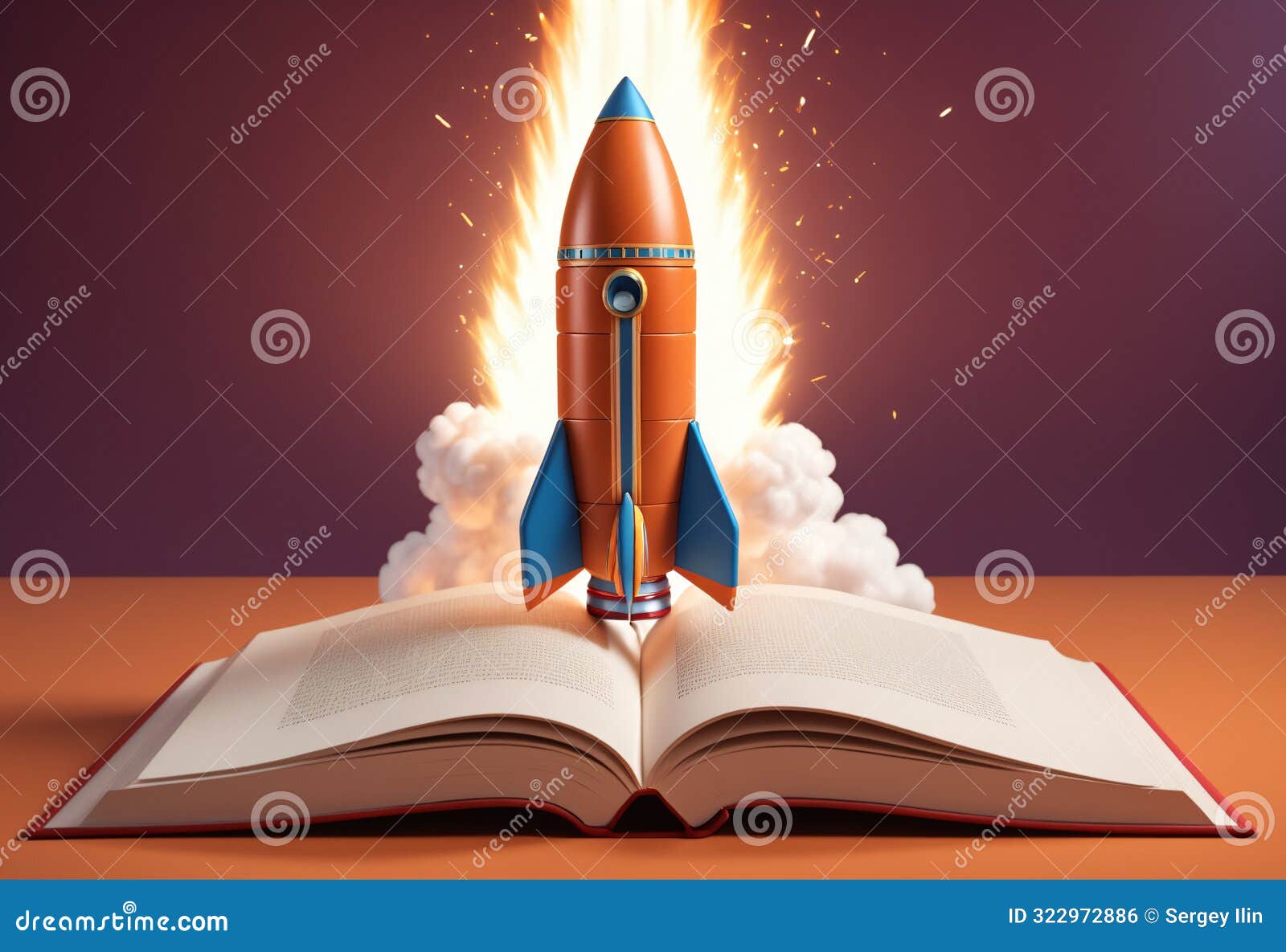 Rocket Coming Out of Open Book. Generative AI Stock Illustration ...