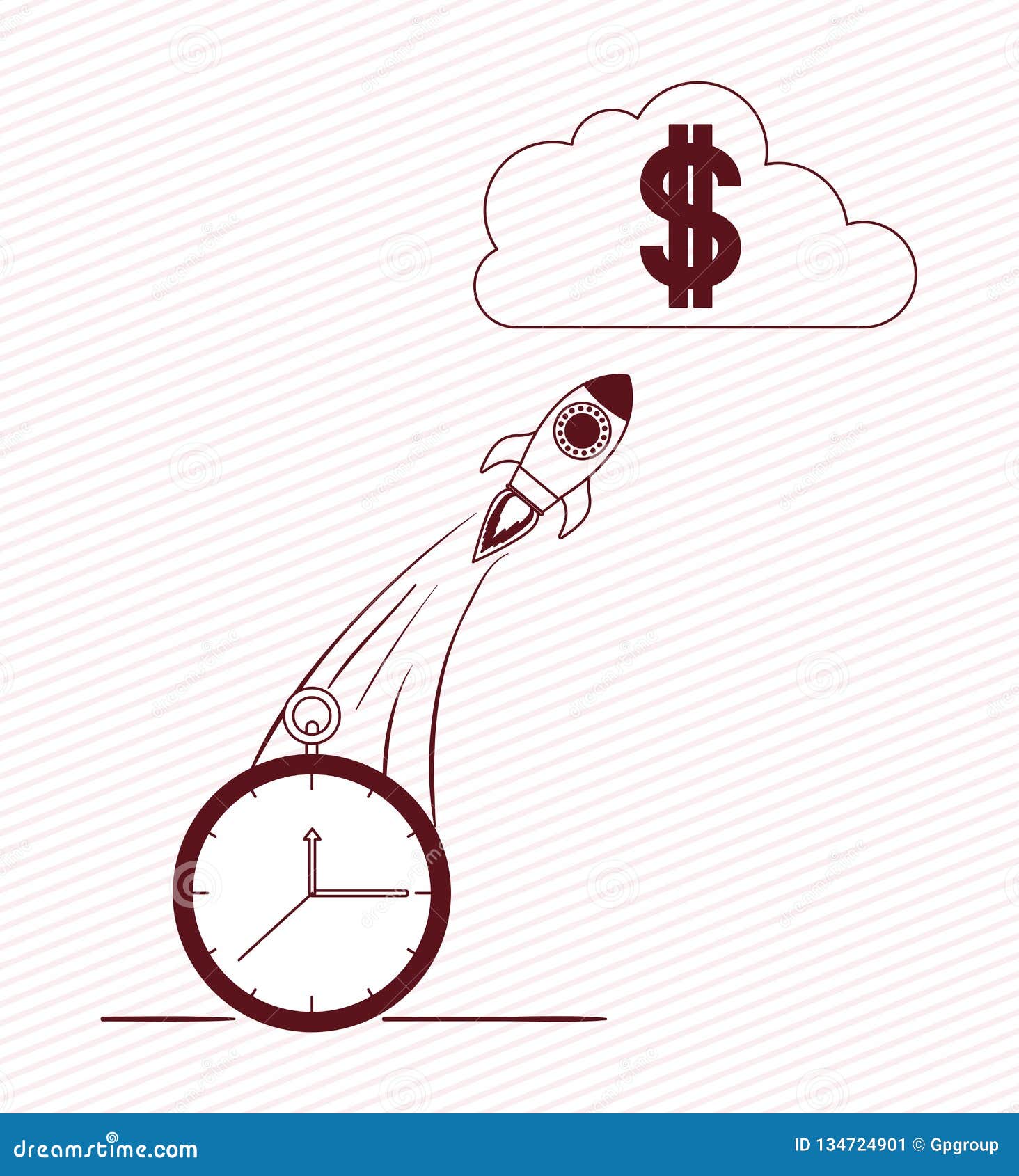 Rocket Commencent Par Le Symbole D'argent Illustration de Vecteur ...