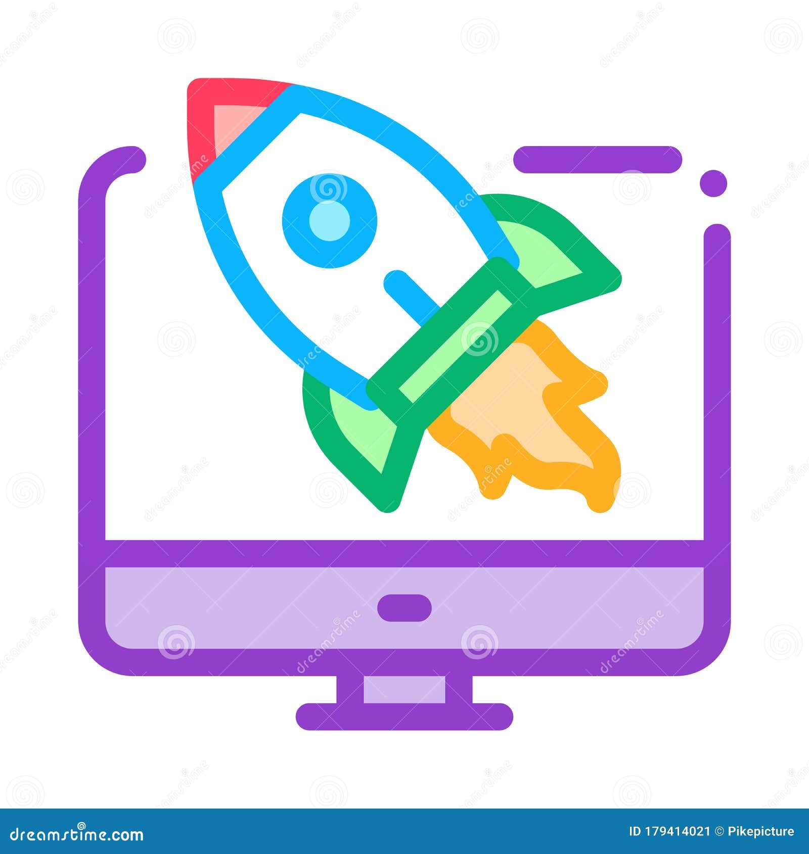 Rocket Computer Vector Logo With Simple Style Concept, Illustration Of ...