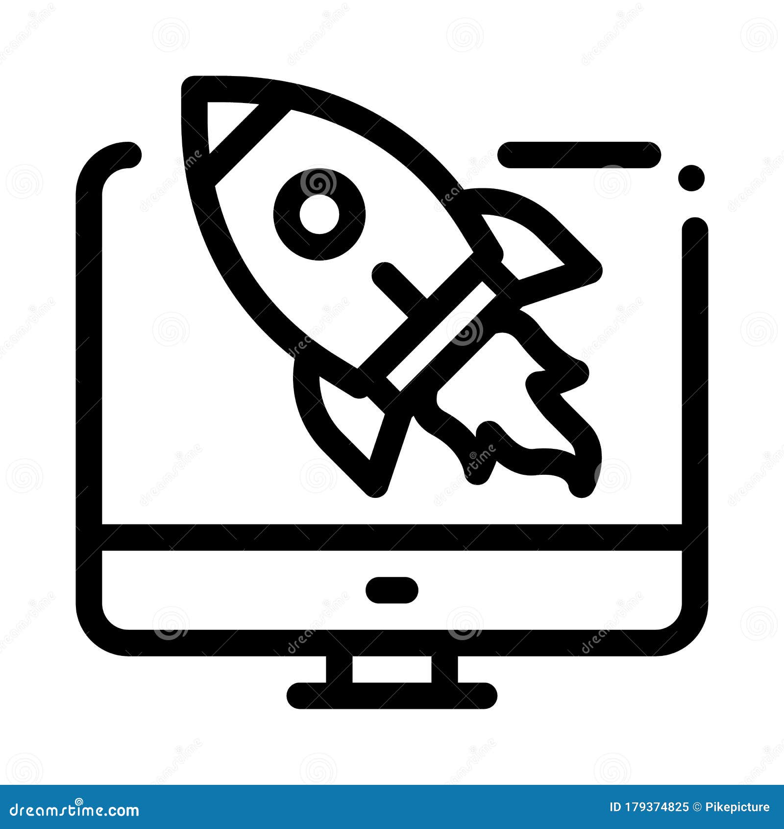 Rocket Computer Vector Logo With Simple Style Concept, Illustration Of ...
