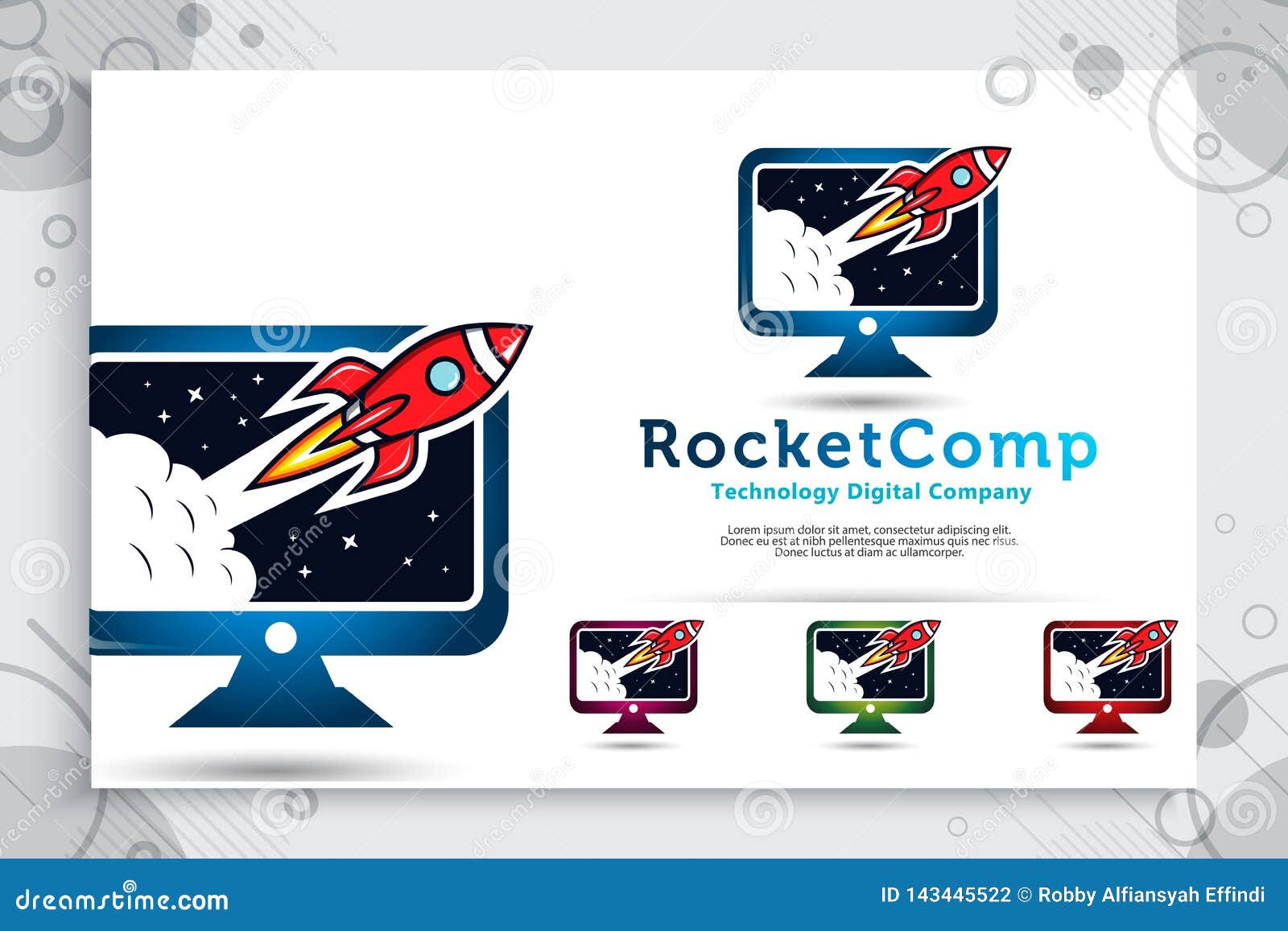 Rocket Computer Vector Logo With Simple Style Concept, Illustration Of ...