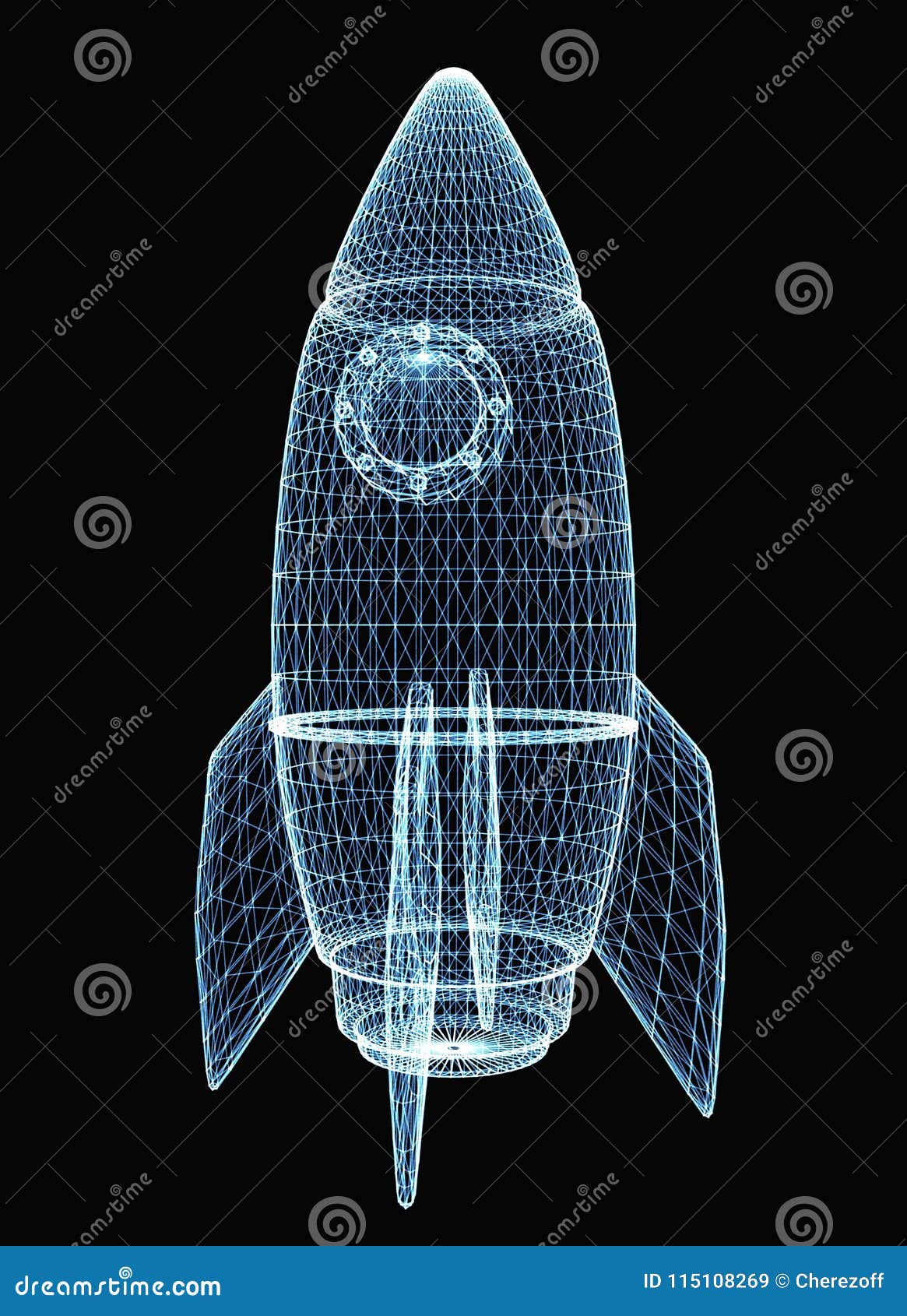 Rocket Consisting of Luminous Lines and Dots Stock Illustration ...