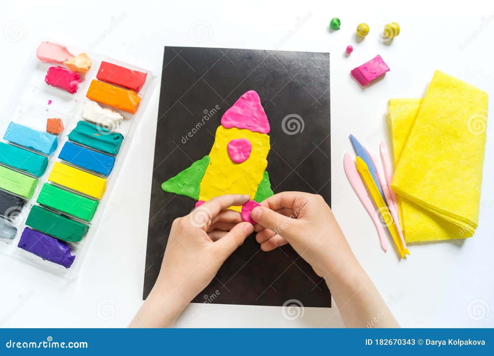 Rocket Craft of Plasticine. Plastic Molding Stock Image - Image of ...