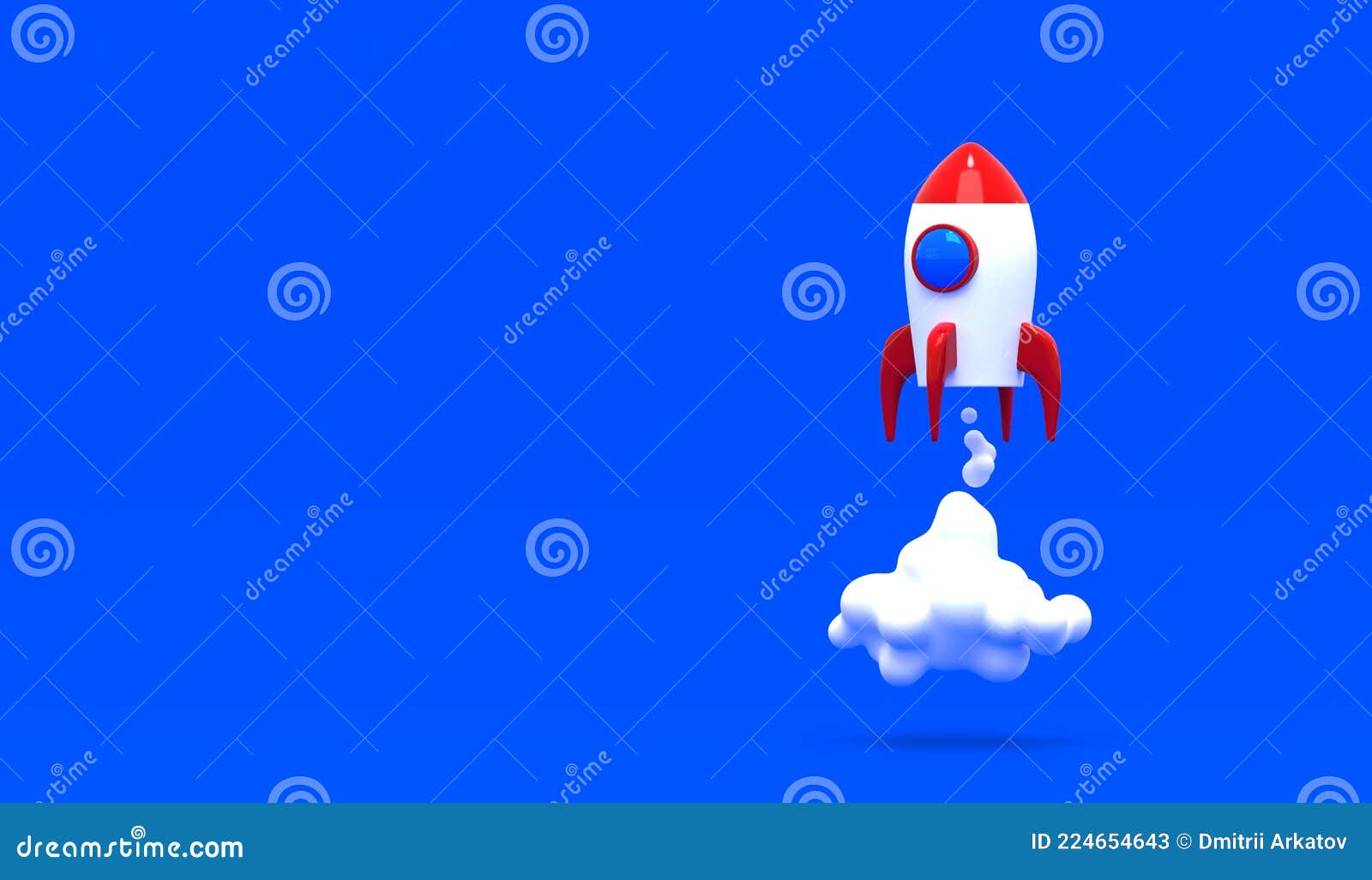 Rocket 3D on Blue Background. 3D Rendering Stock Illustration ...