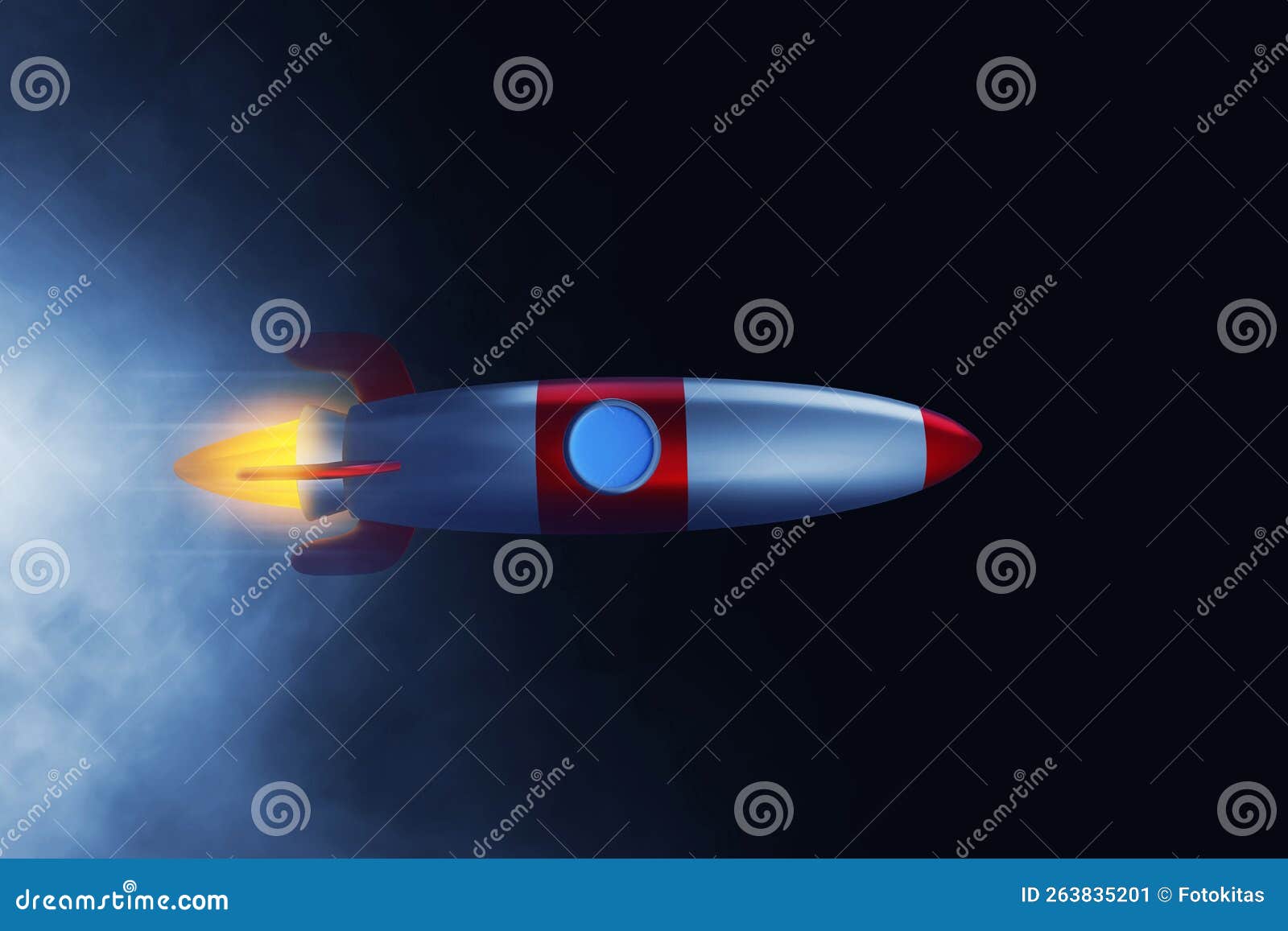 Rocket 3d Illustration on Dark Backgrounds Stock Illustration ...